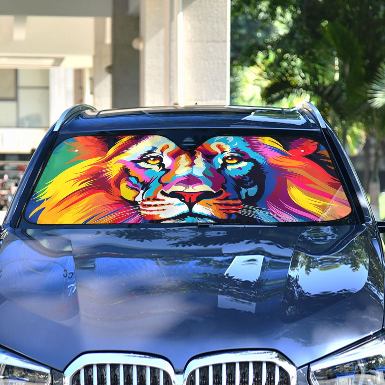 Lion Head Automotive Front Car Windshield Sun Shade Reflector Foldable ...