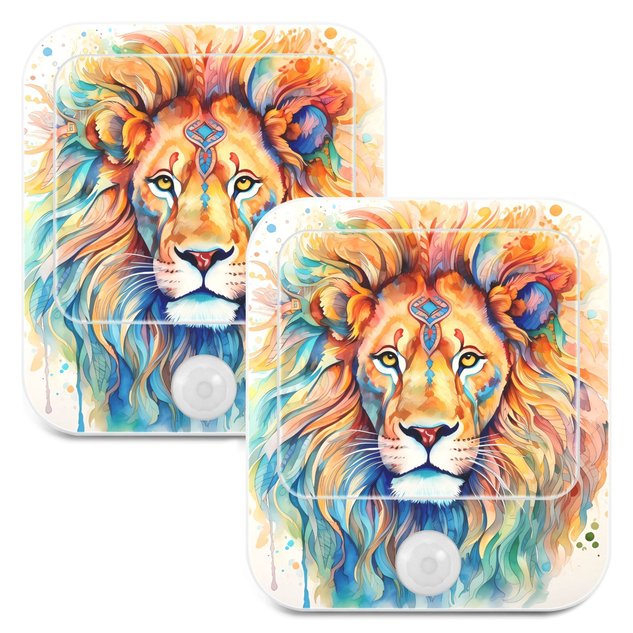 Lion Head Colorful Night Lights Plug into Wall LED with Auto Light ...