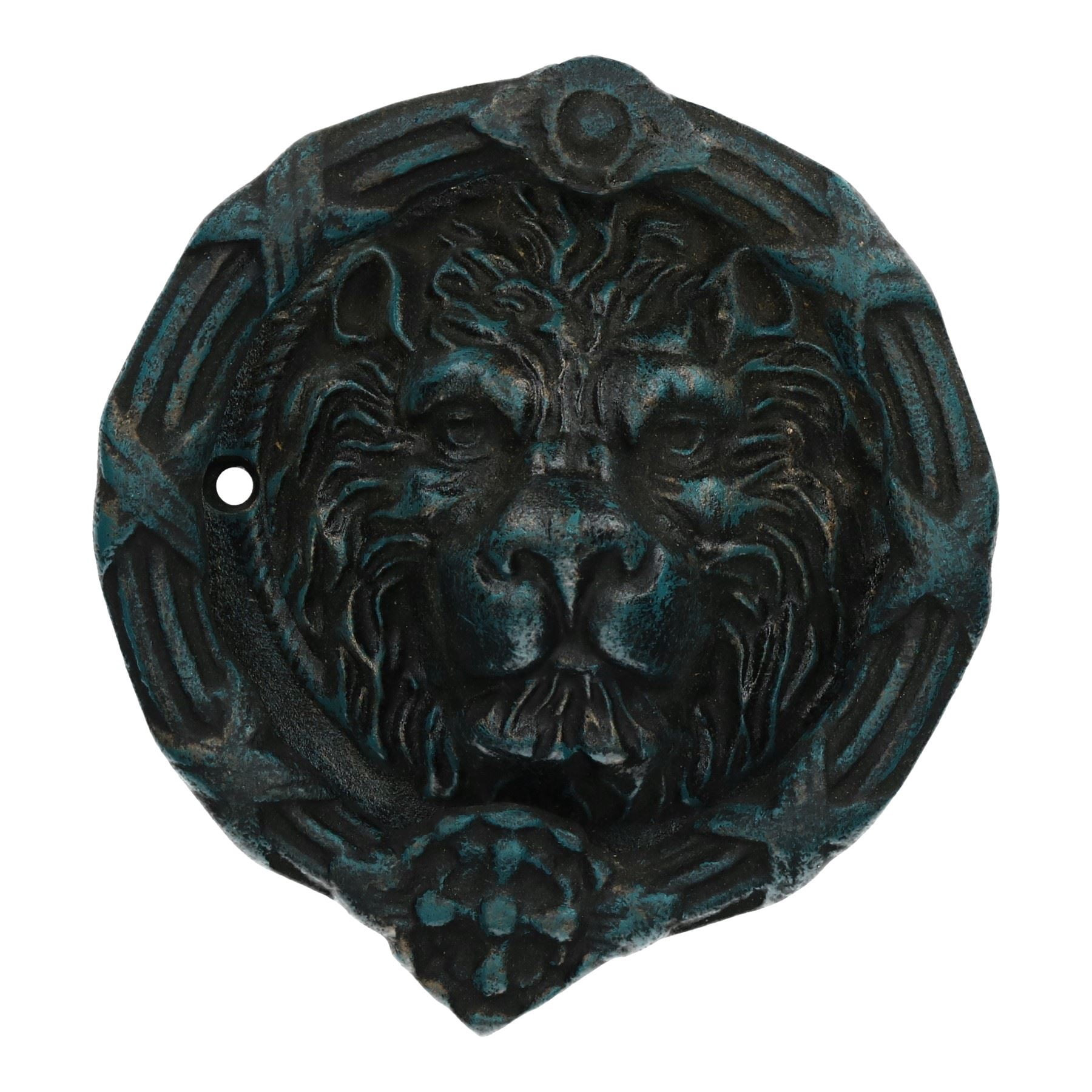 Lion Head Face Door Knocker Bell Ringer Striker Cast Iron Round Circle ...