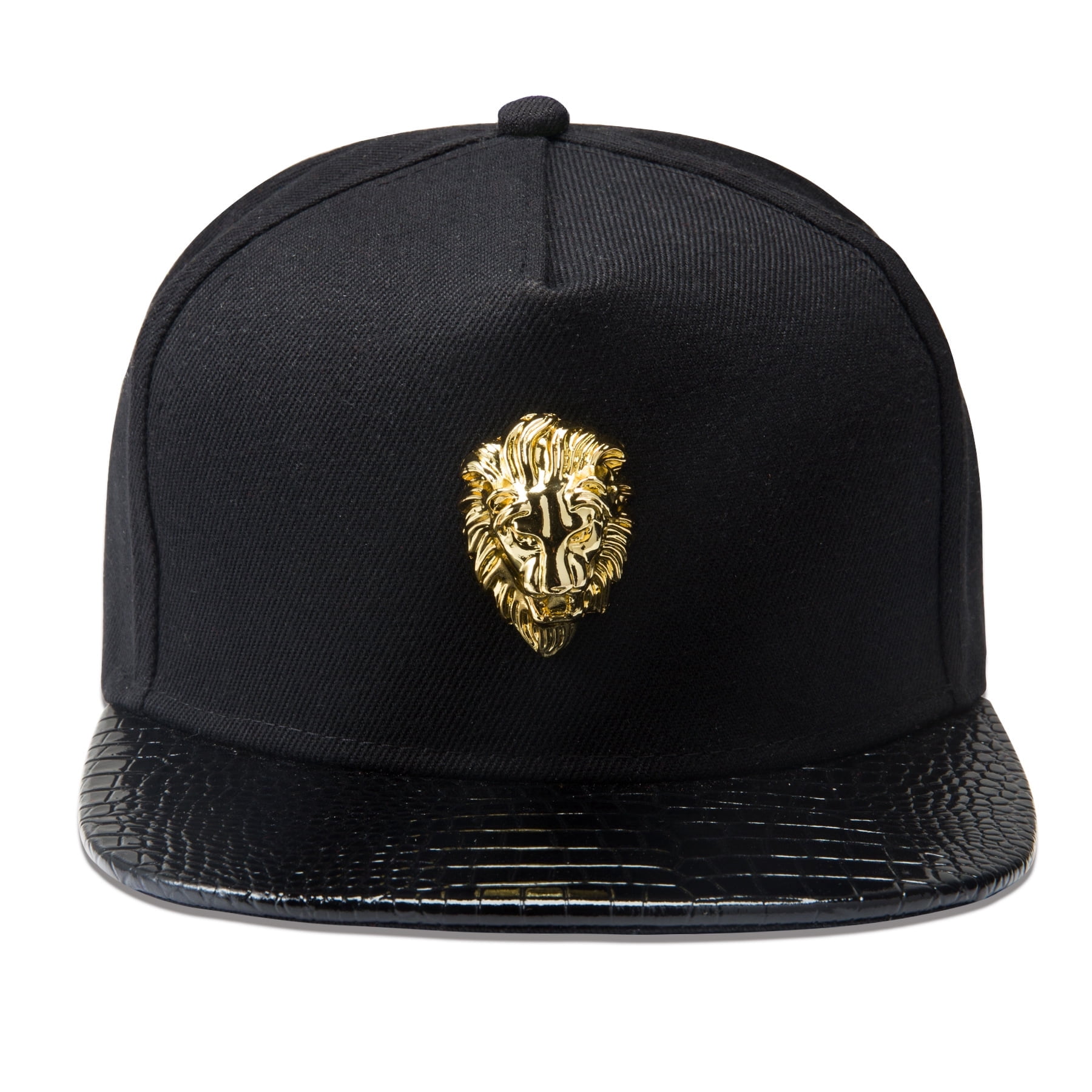 Lion Head Hip Hop Flat Brimmed Hat Men's Baseball Hat with Gold Lion ...