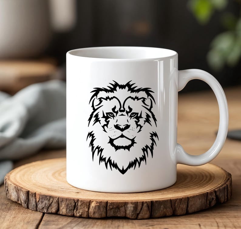 Lion Head Mug 330ml B1Old Black Lion Design Alpha Animal Coffee Cup ...