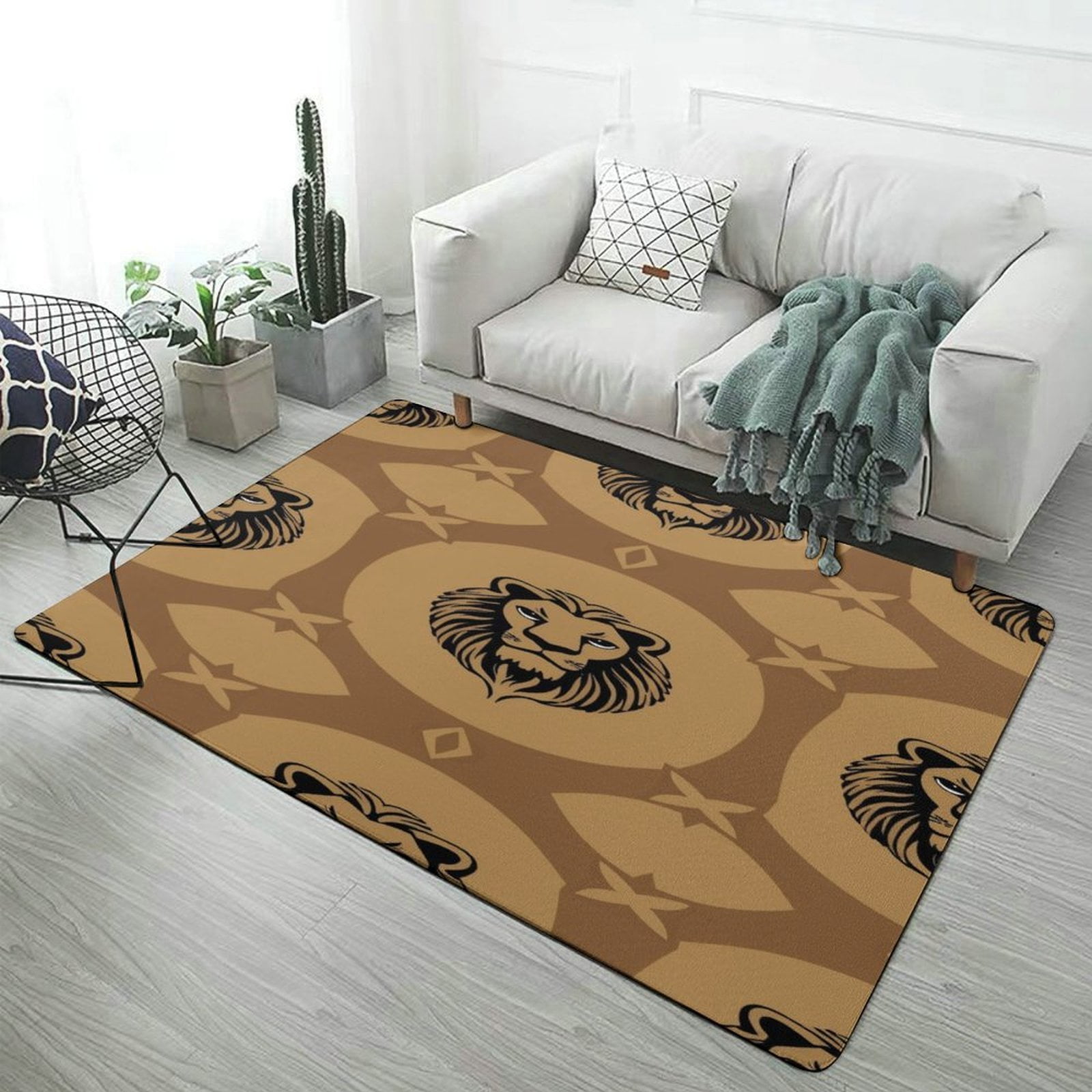 Lion Head Pattern Carpet Large Size Living Room American Style Rugs ...