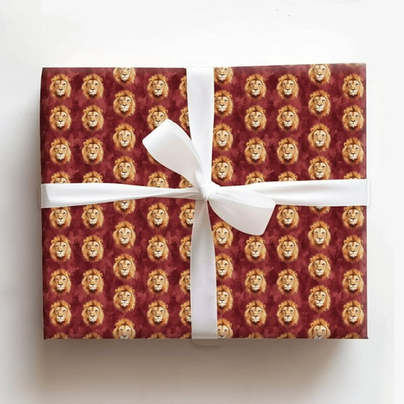 Lion Head Pattern Maroon Gift Wrapping Paper - Walmart.com