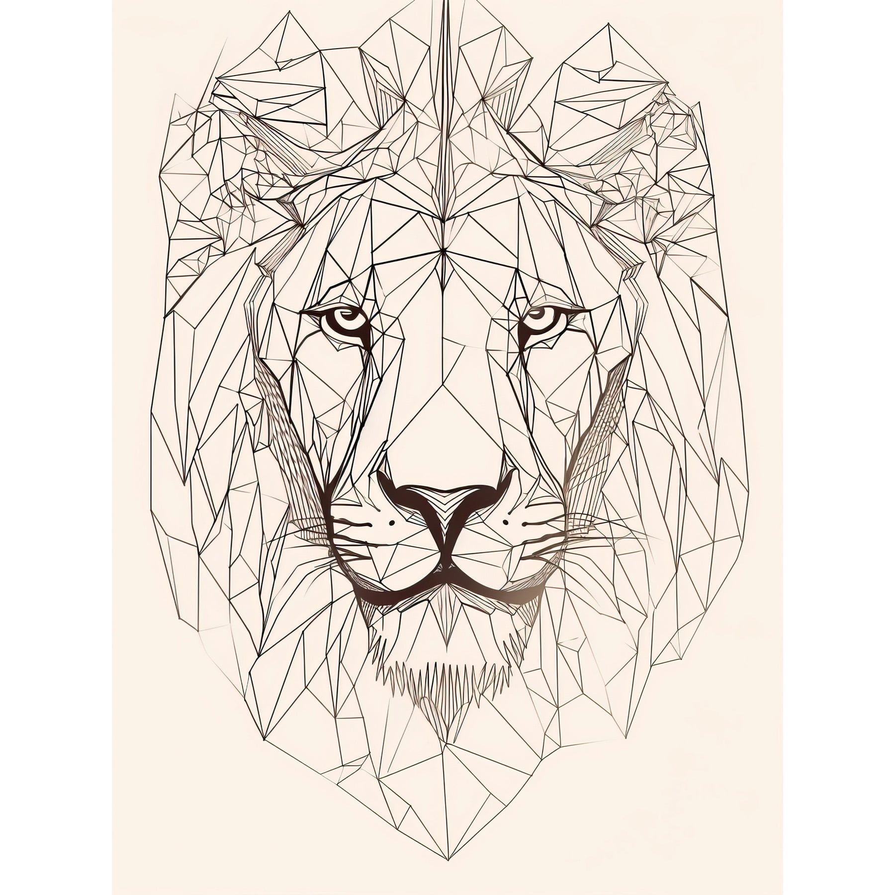 Lion Head Polygon Line Drawing Portrait Extra Large XL Wall Art Poster ...