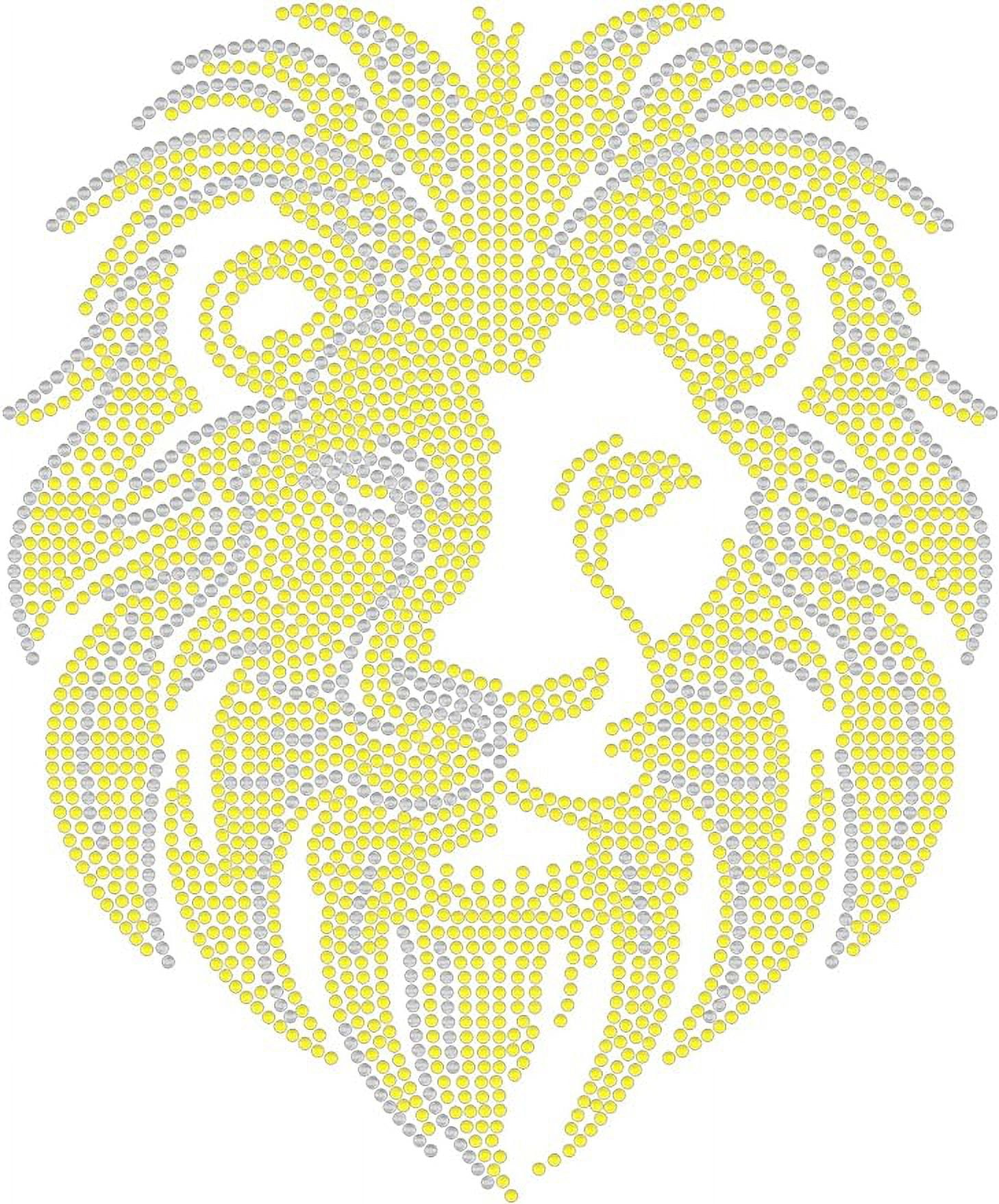 Lion Head Rhinestone Iron on Transfers Golden Silver Animals Crystal ...