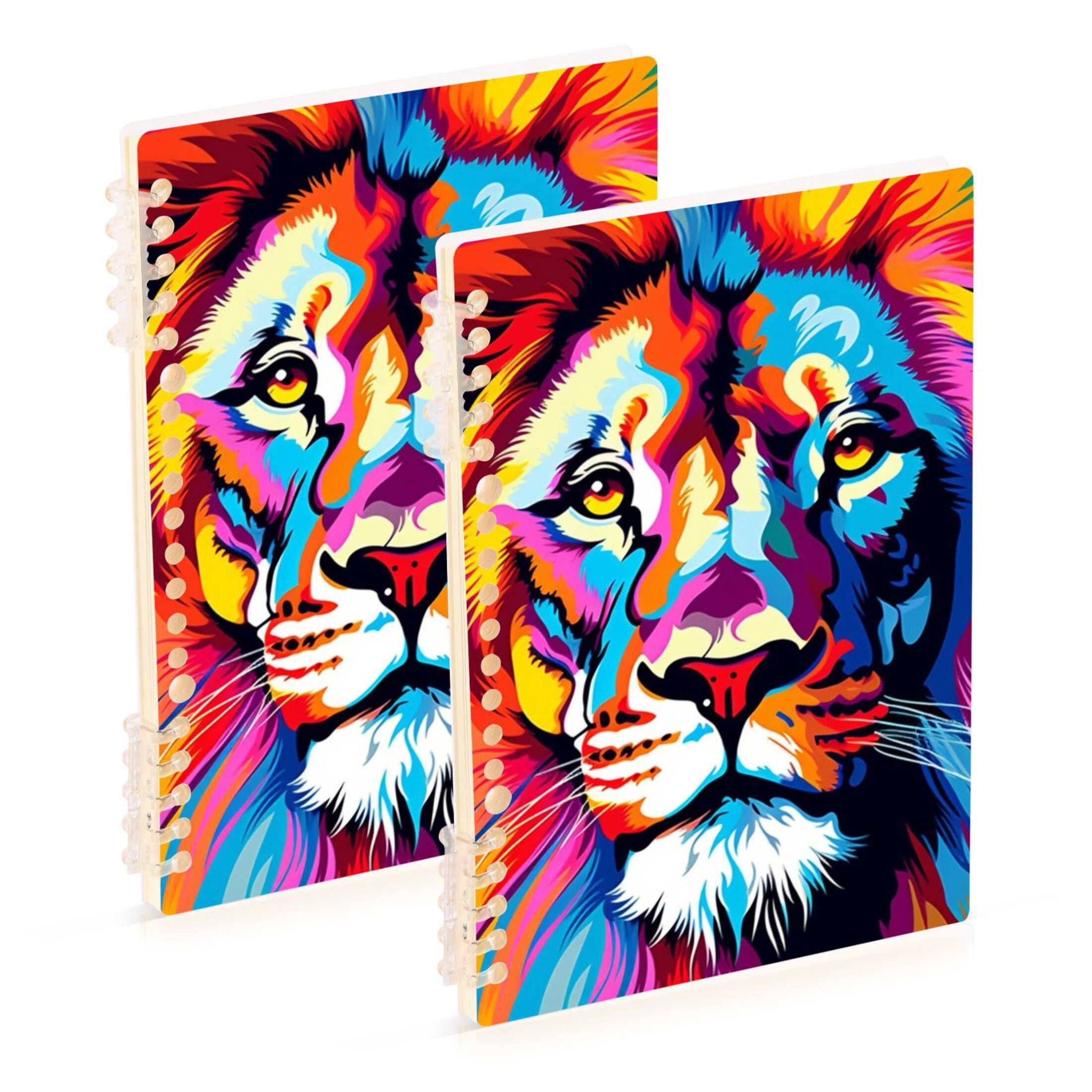 Lion Head Ring Binder Notebook Journey Note Diary College Ruled Spiral ...