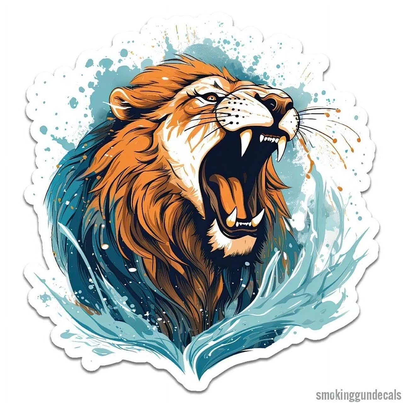 Lion Head Roar Sticker Indoor Outdoor Phone Decal Water Bottle Stickers ...
