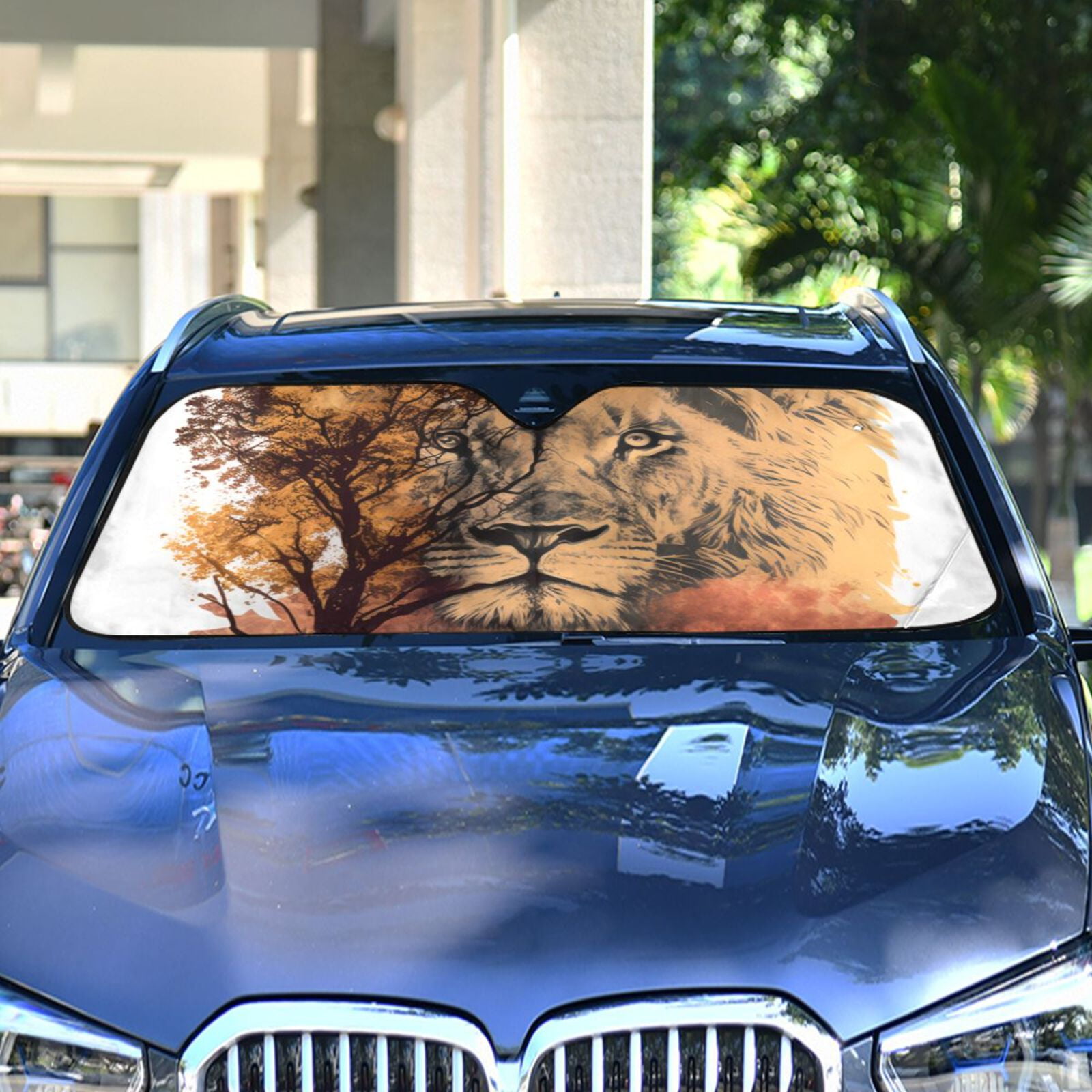 Lion Head Trees Automotive Front Car Windshield Sun Shade Reflector ...