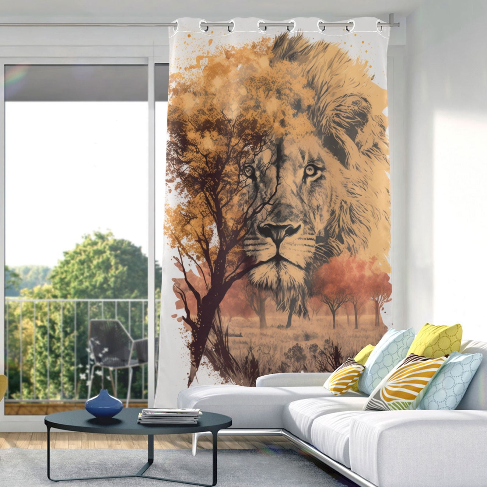 Lion Head Trees Blackout Curtain Panels Drapes Privacy Assured with ...