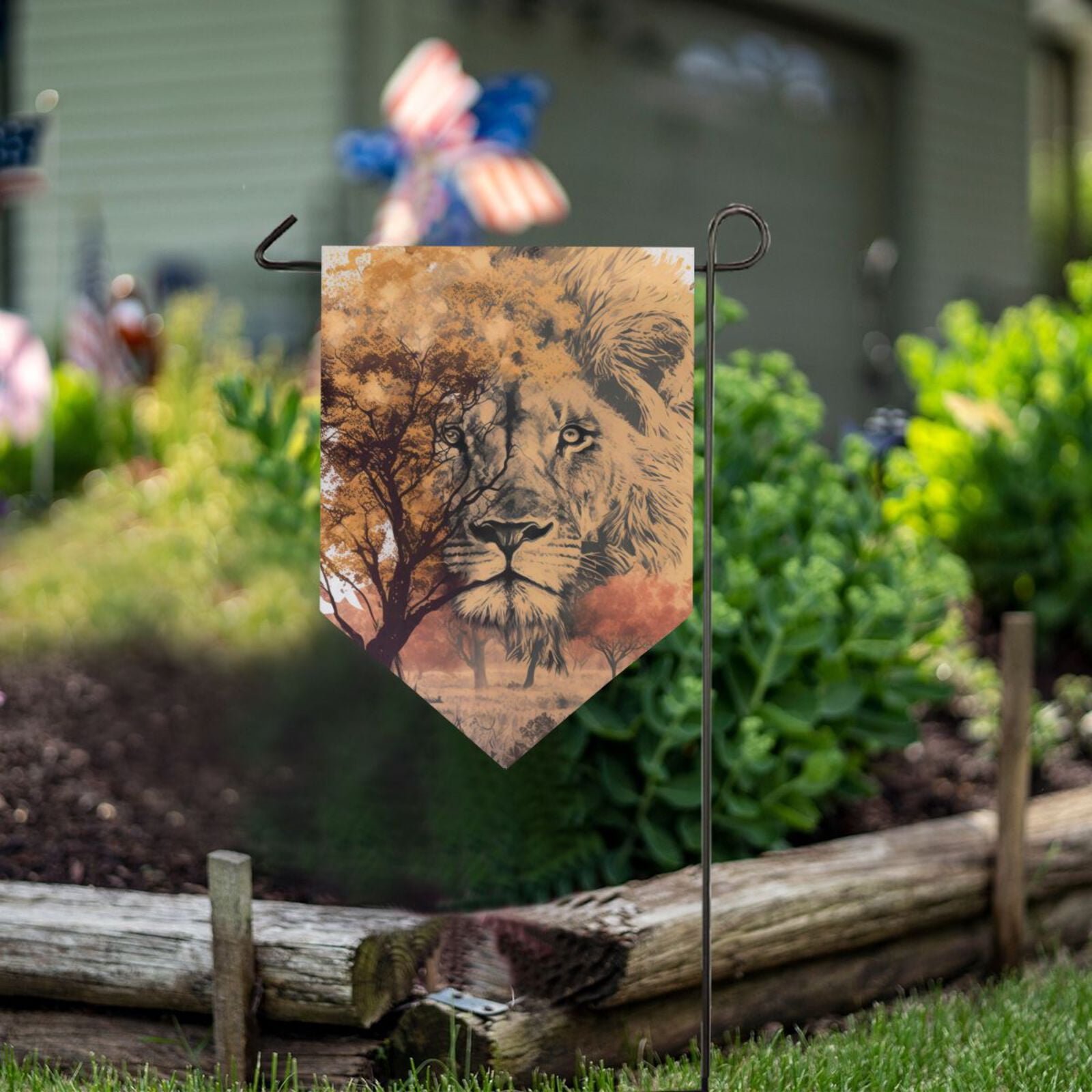 Lion Head Trees Garden Flag 18" x 12.5" Double Sided Yard Lawn Outdoor ...