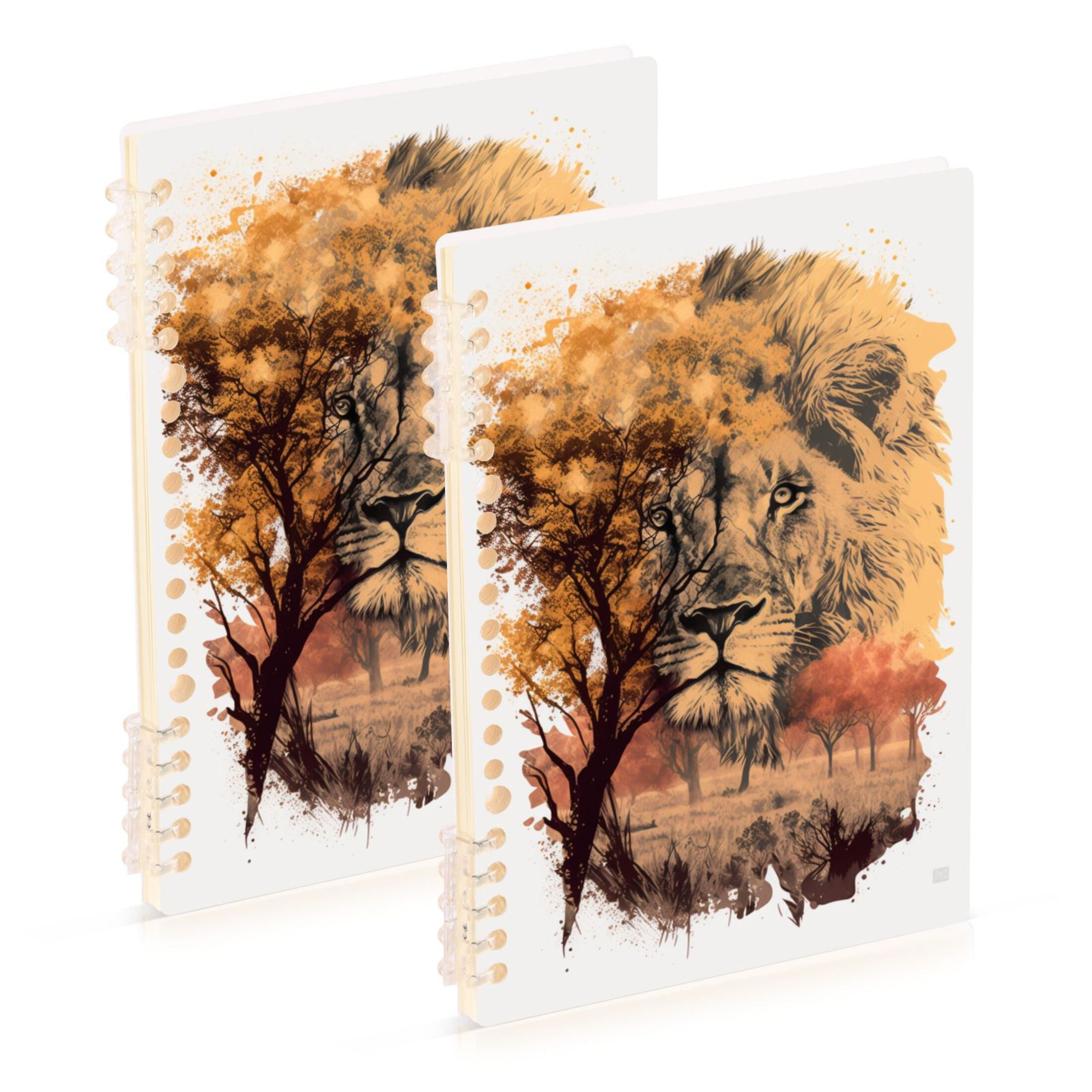 Lion Head Trees Ring Binder Notebook Journey Note Diary College Ruled ...