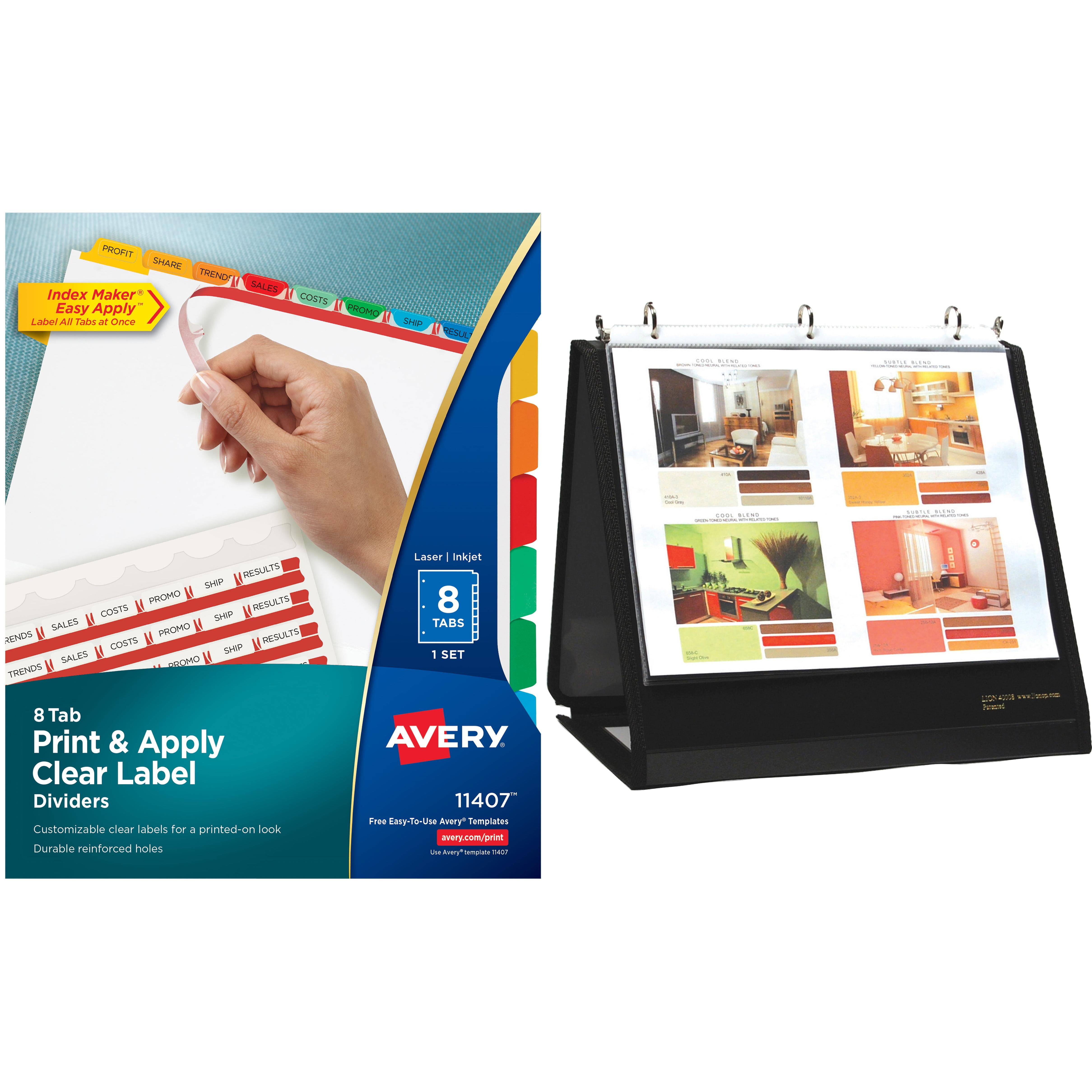 Lion Insta-Cover Ring Easel Binder and Avery Index Maker Clear Label ...