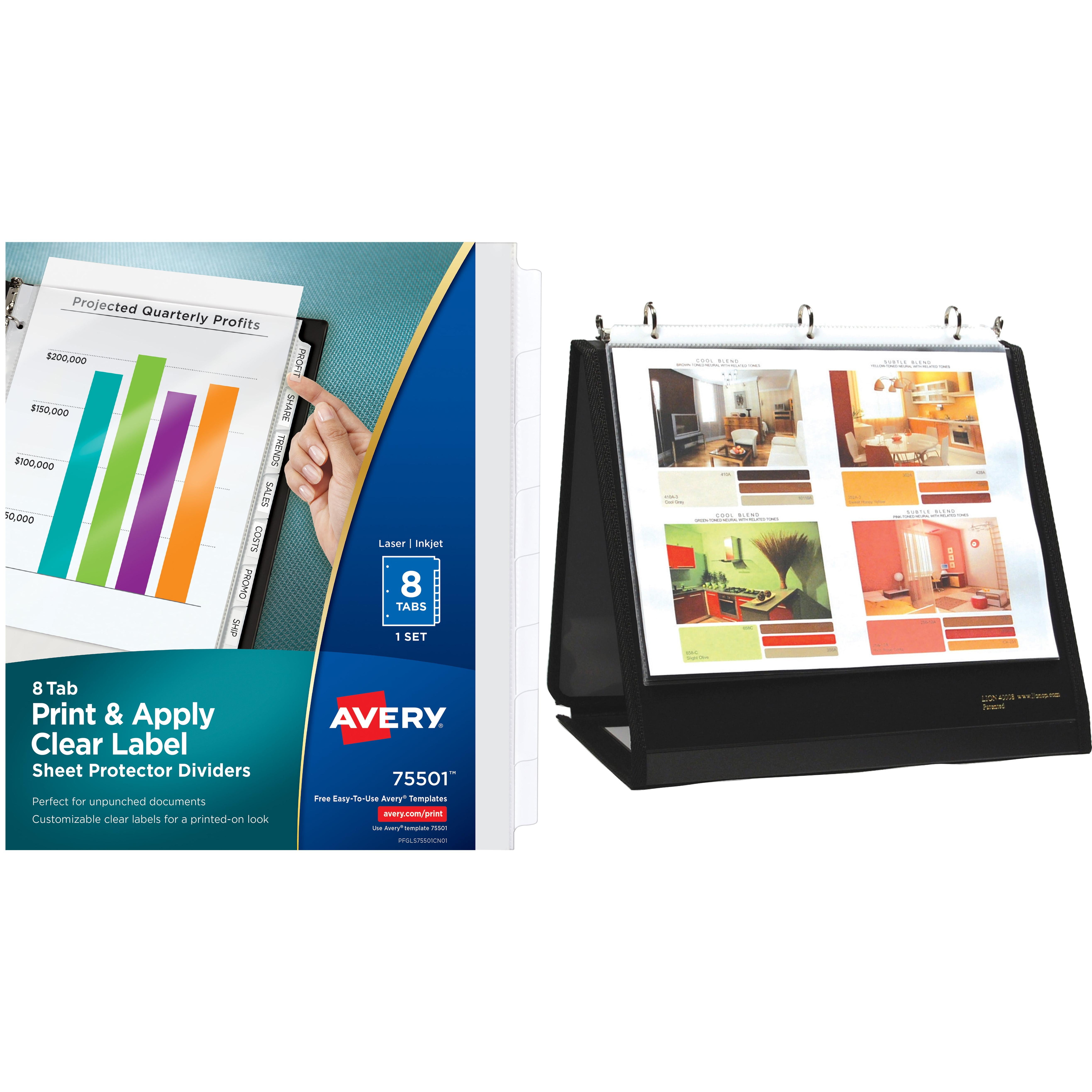 Lion Insta-Cover Ring Easel Binder and Avery Index Maker Clear Pocket ...