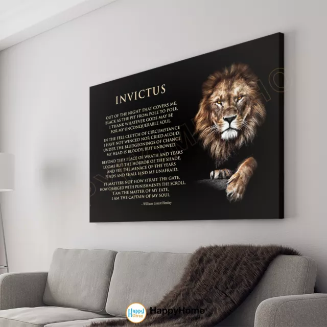 Lion Invictus Wall Art Motivational Quote Inspirational Art Office ...