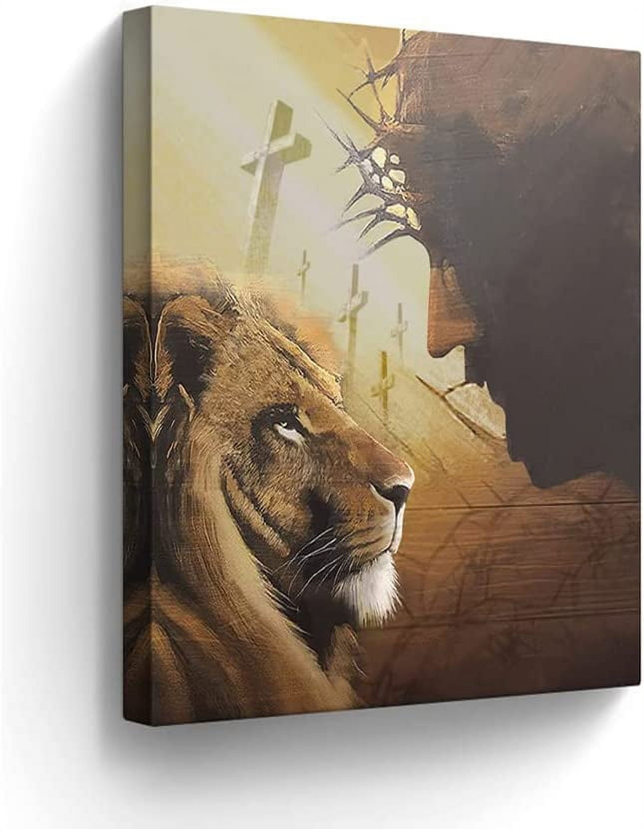 Lion of Judah Canvas Wall Art Jesus and Lion Pictures Wall Decor Christian Gifts Painting ...