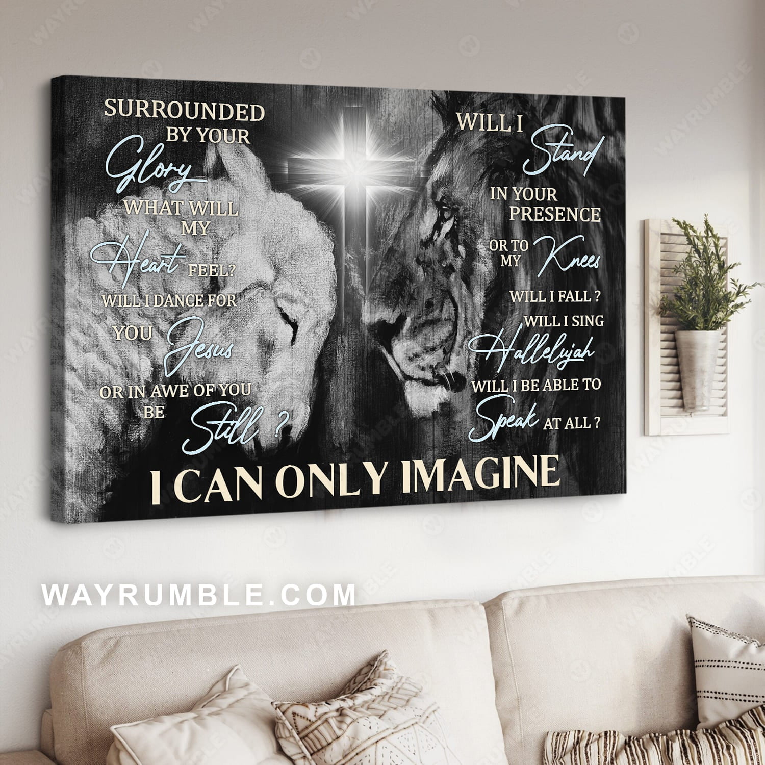 Lion of Judah, Lamb of God, Cross light, Black and White painting, I ...