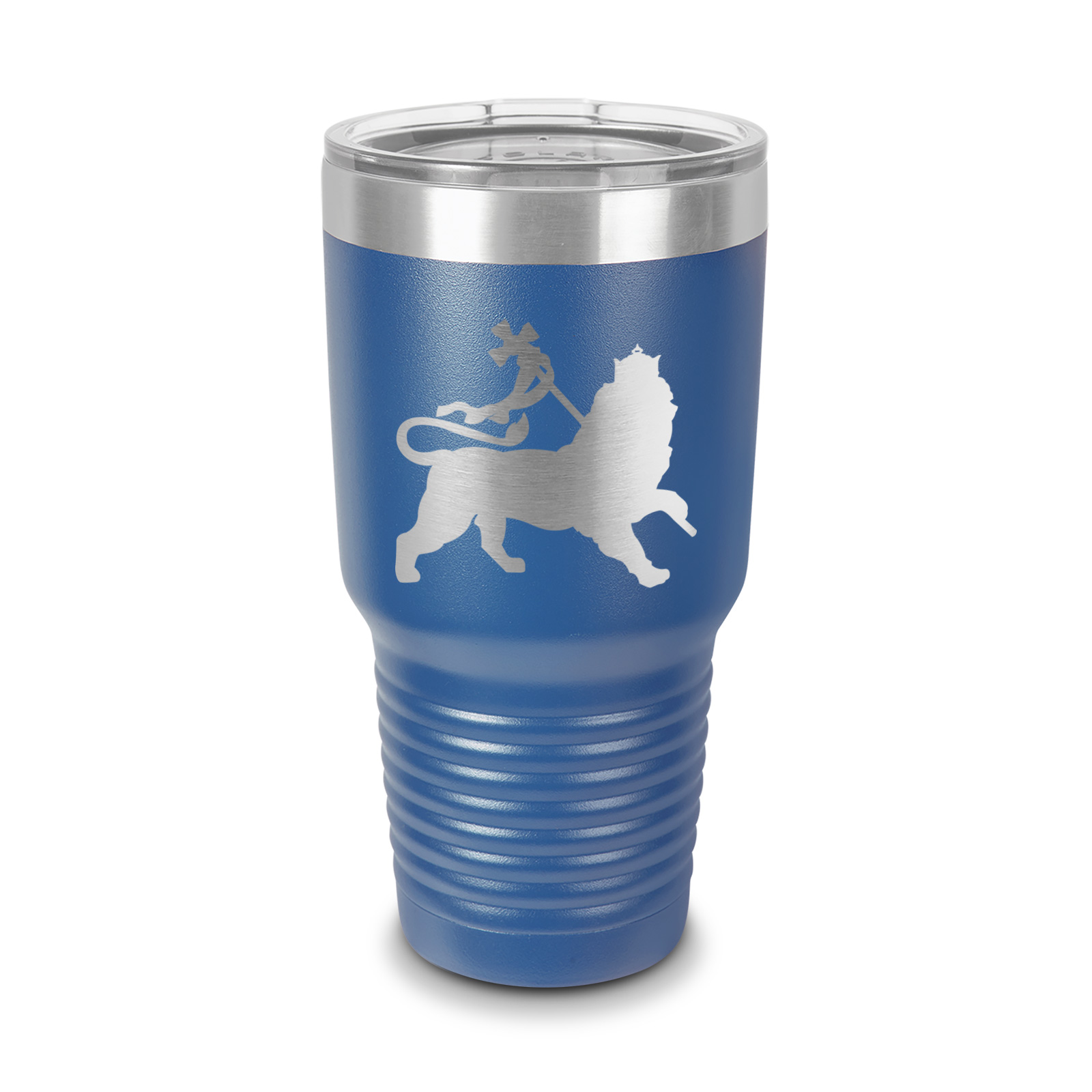 Lion of Judah Tumbler 30 oz - Laser Engraved w/ Clear Lid - Stainless ...
