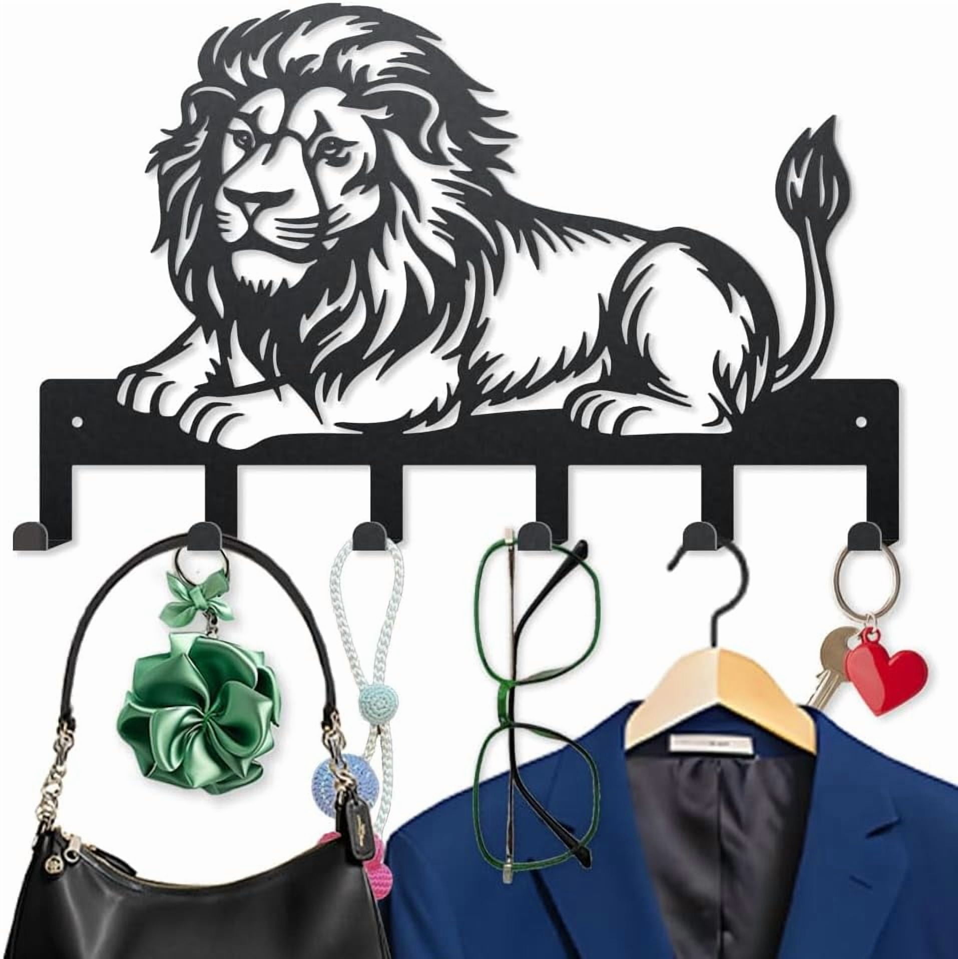Lion Key Holder Wall Mount 15.7×9.8inch Savannah King Metal Key Hook ...