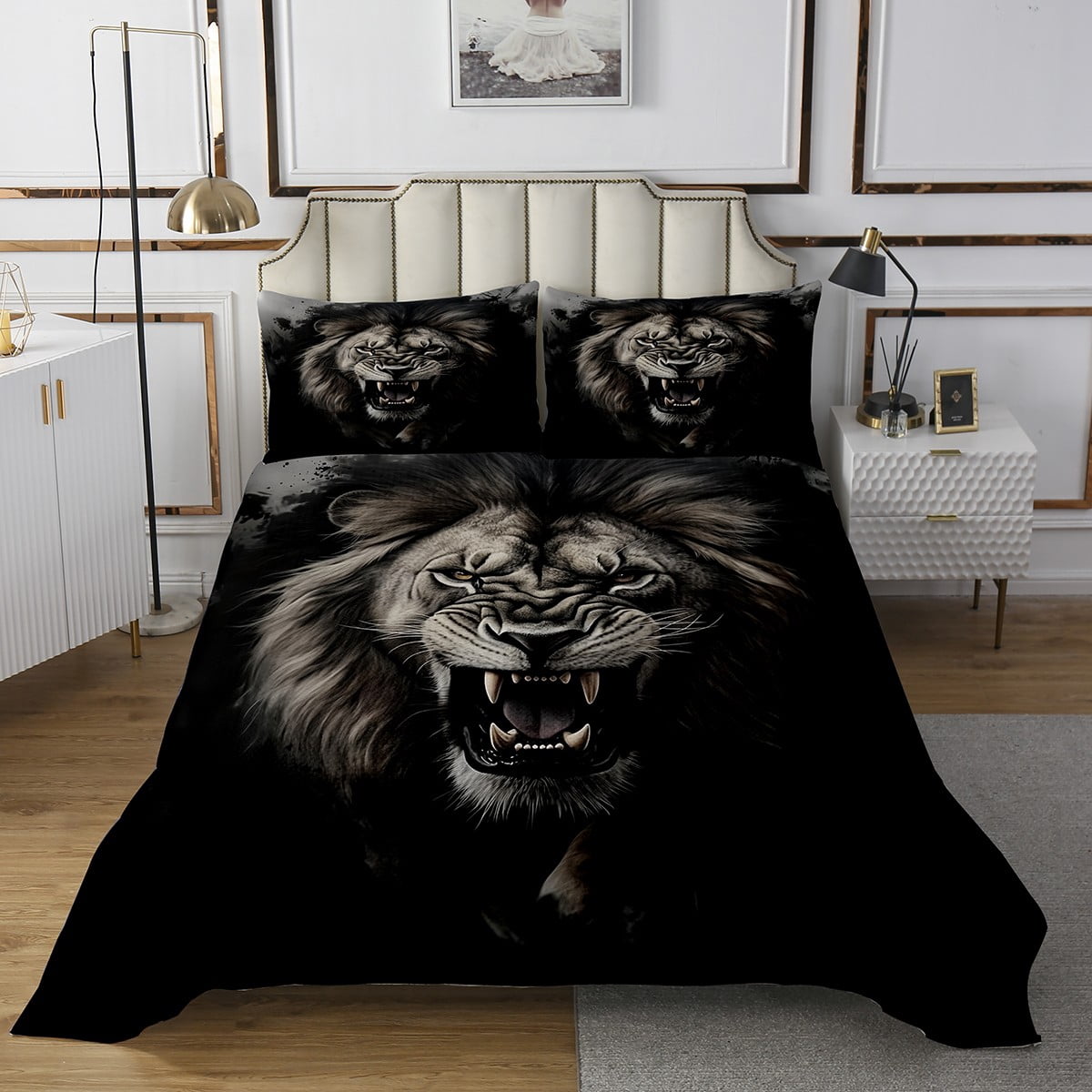 Lion King Bedspread Set Men,3D Howling Lion Quilt Set Safari Animal ...