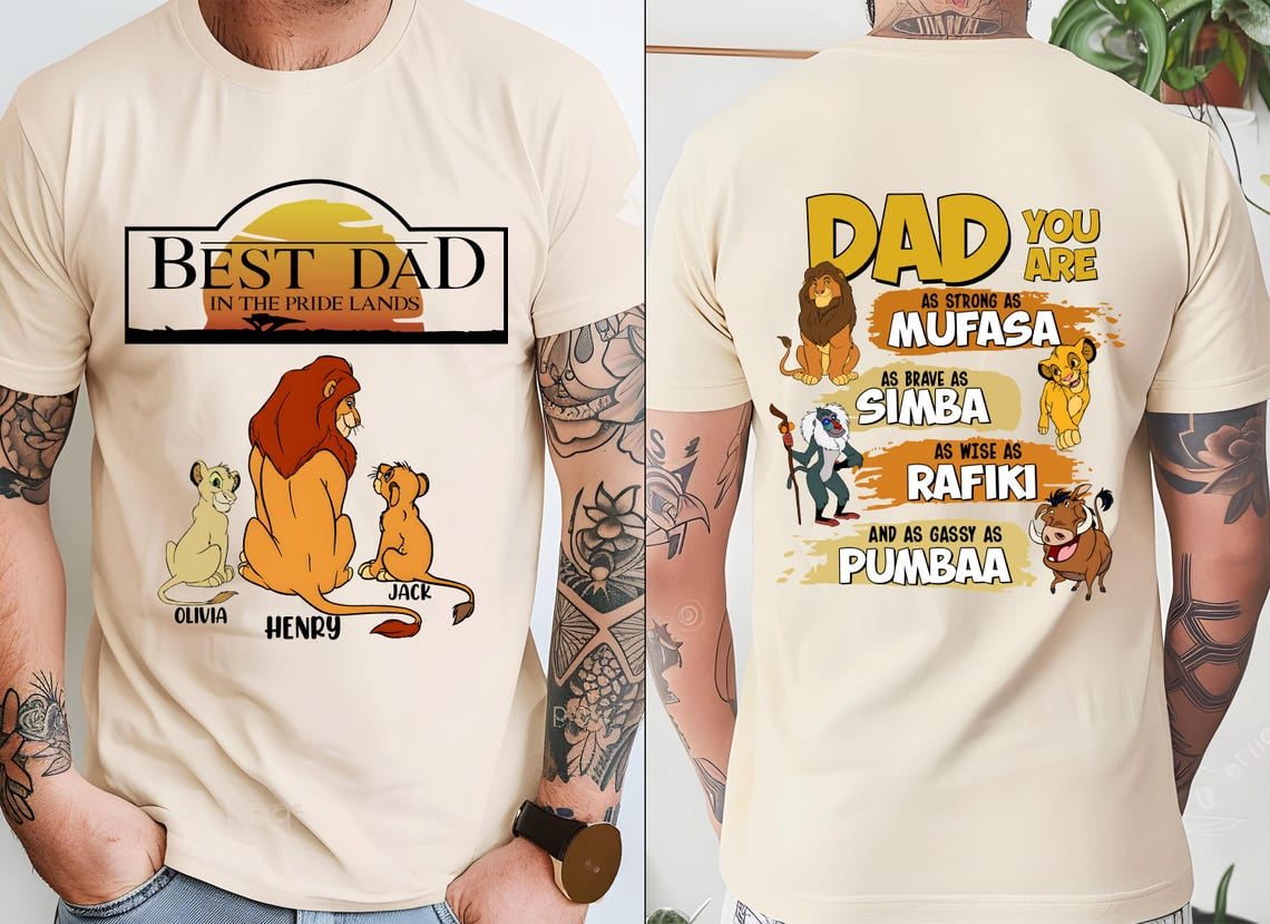 Lion King Father and Kids Shirt, Dad Tee With Child Name, Disney Father's Day Gift Gift, Daddy ...