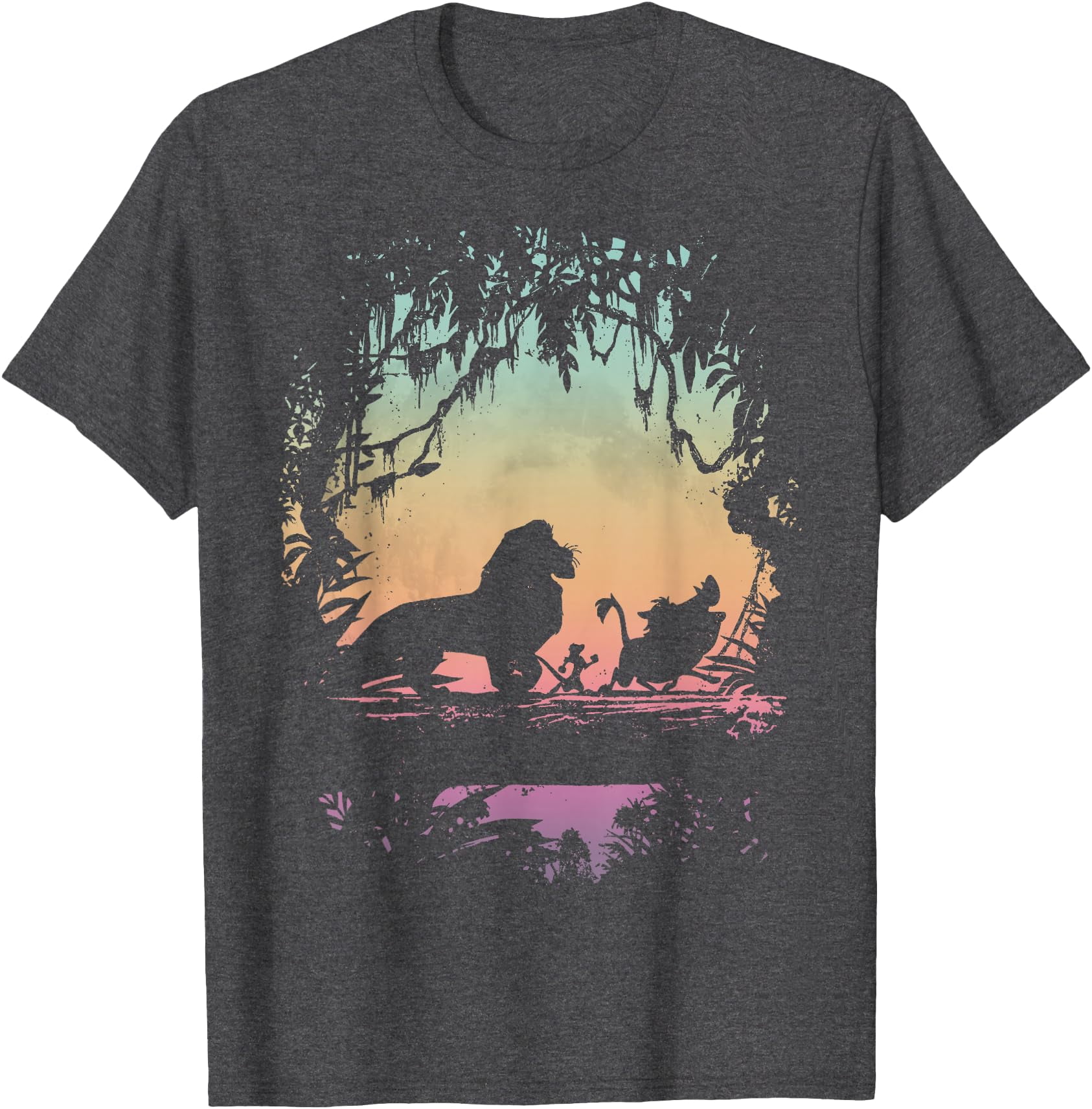 Lion King Gradient Jungle Trio Graphic DTG Print Unisex T-Shirt,Dark ...