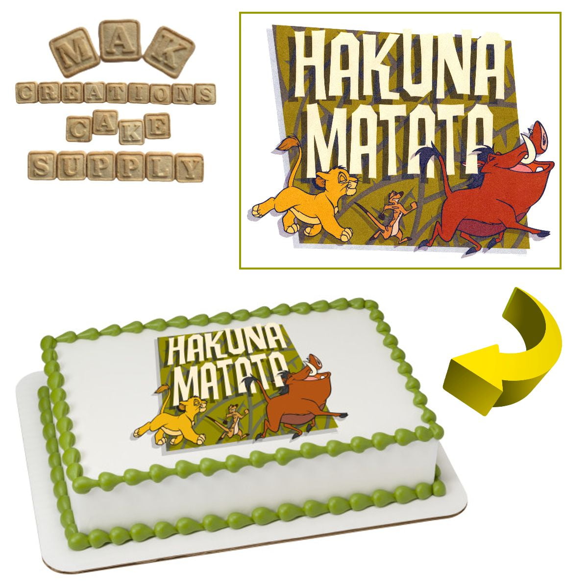 Lion King Simba & Nala 1/4 Sheet Cake topper - Can also be used on a 1/ ...