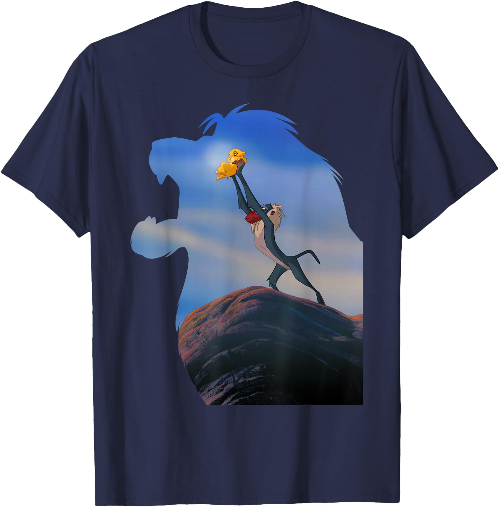 Lion King Mufasa Silhouette Pride Rock Rafiki Simba DTG Print Unisex T ...