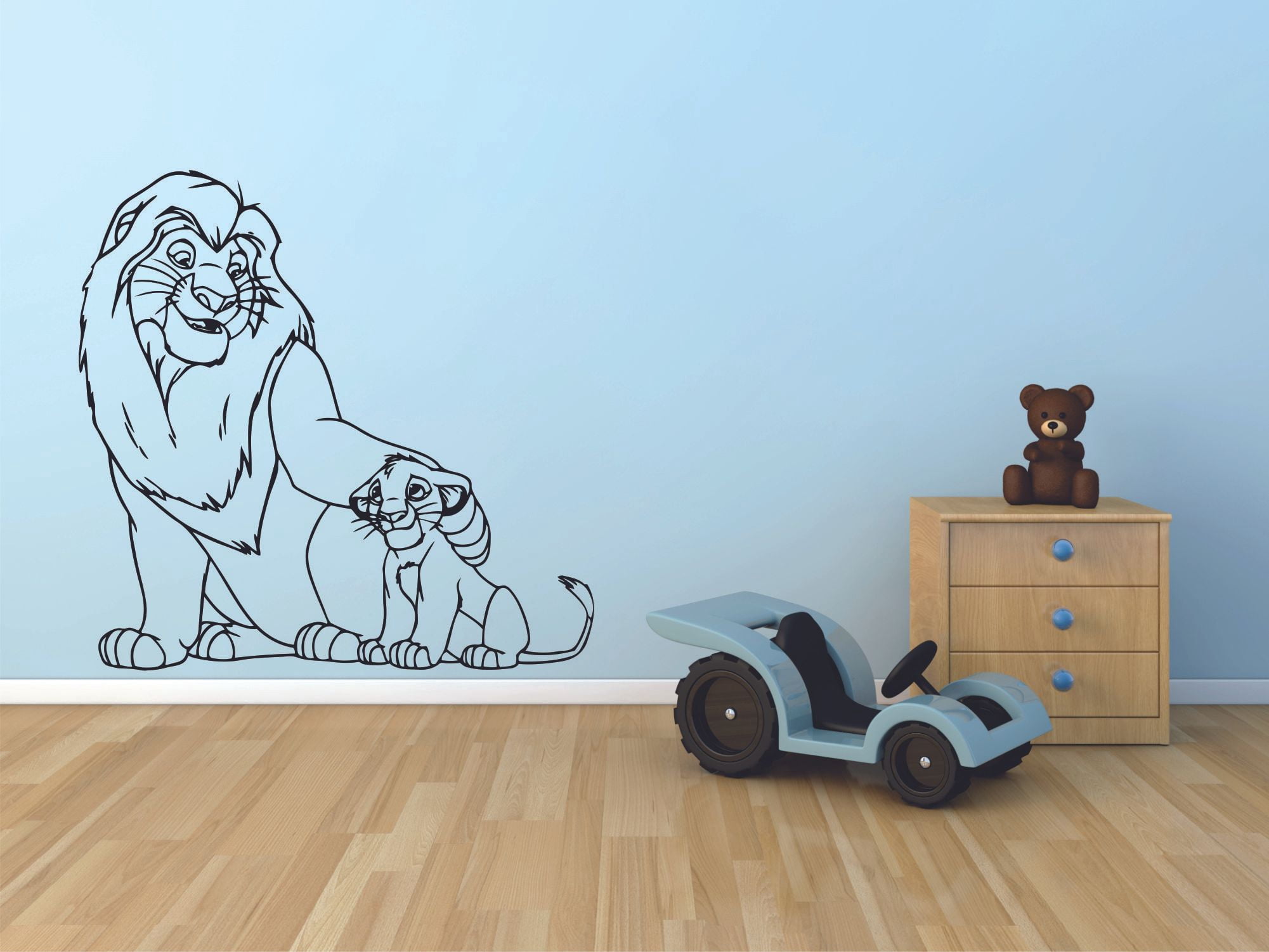 Lion King Mufasa and Simba Lions Character Cartoon Wall Sticker Art ...
