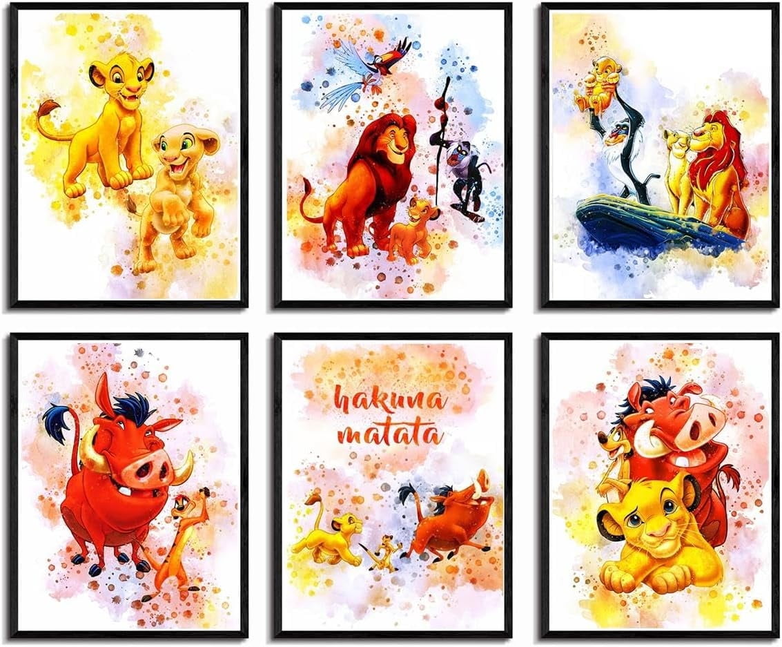 Lion King Poster Simba Watercolor Prints Wall Art Decor Timon Pumbaa ...