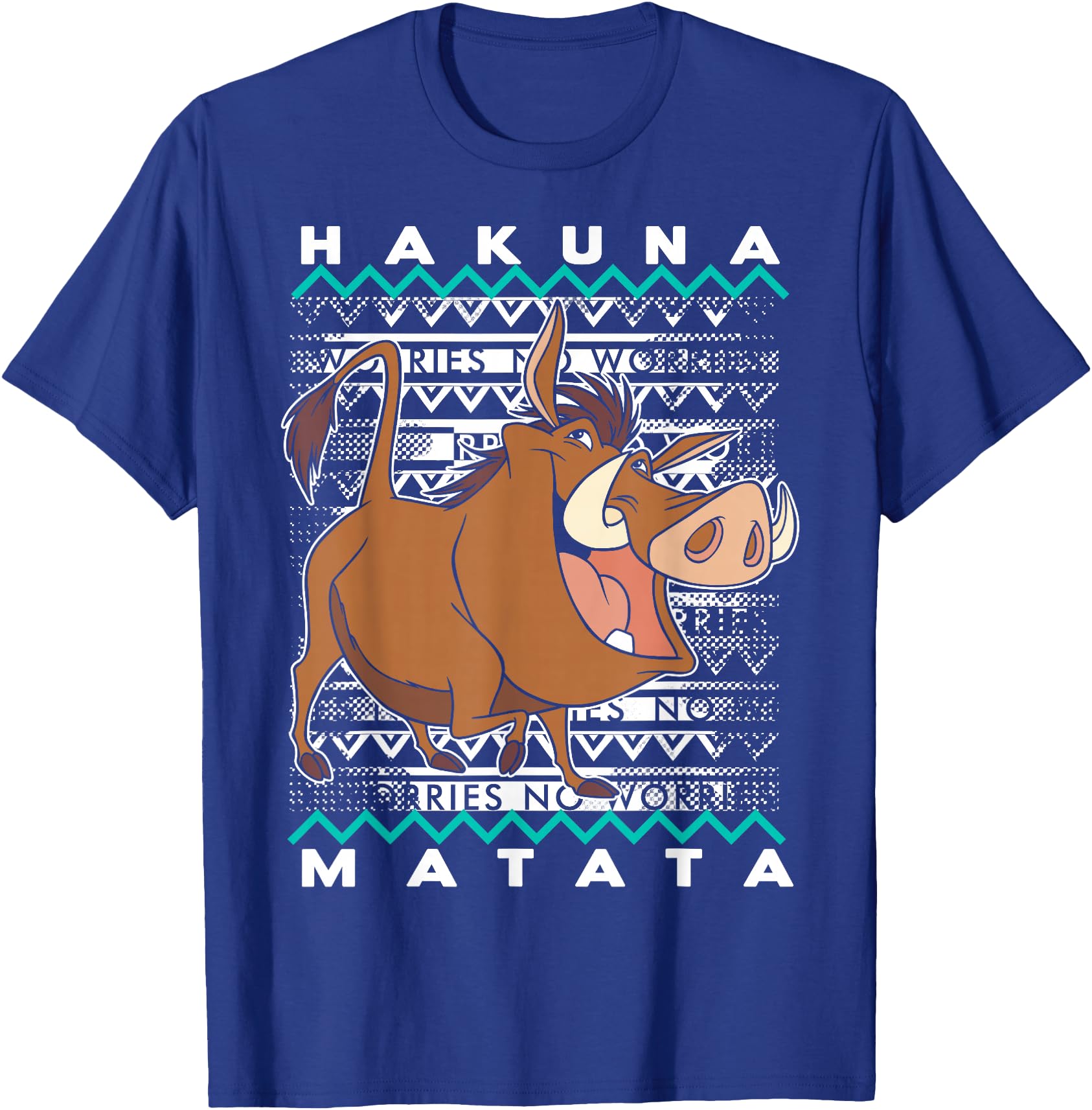 Lion King Pumba Ugly Christmas Holiday DTG Print Unisex T-Shirt,Royal ...