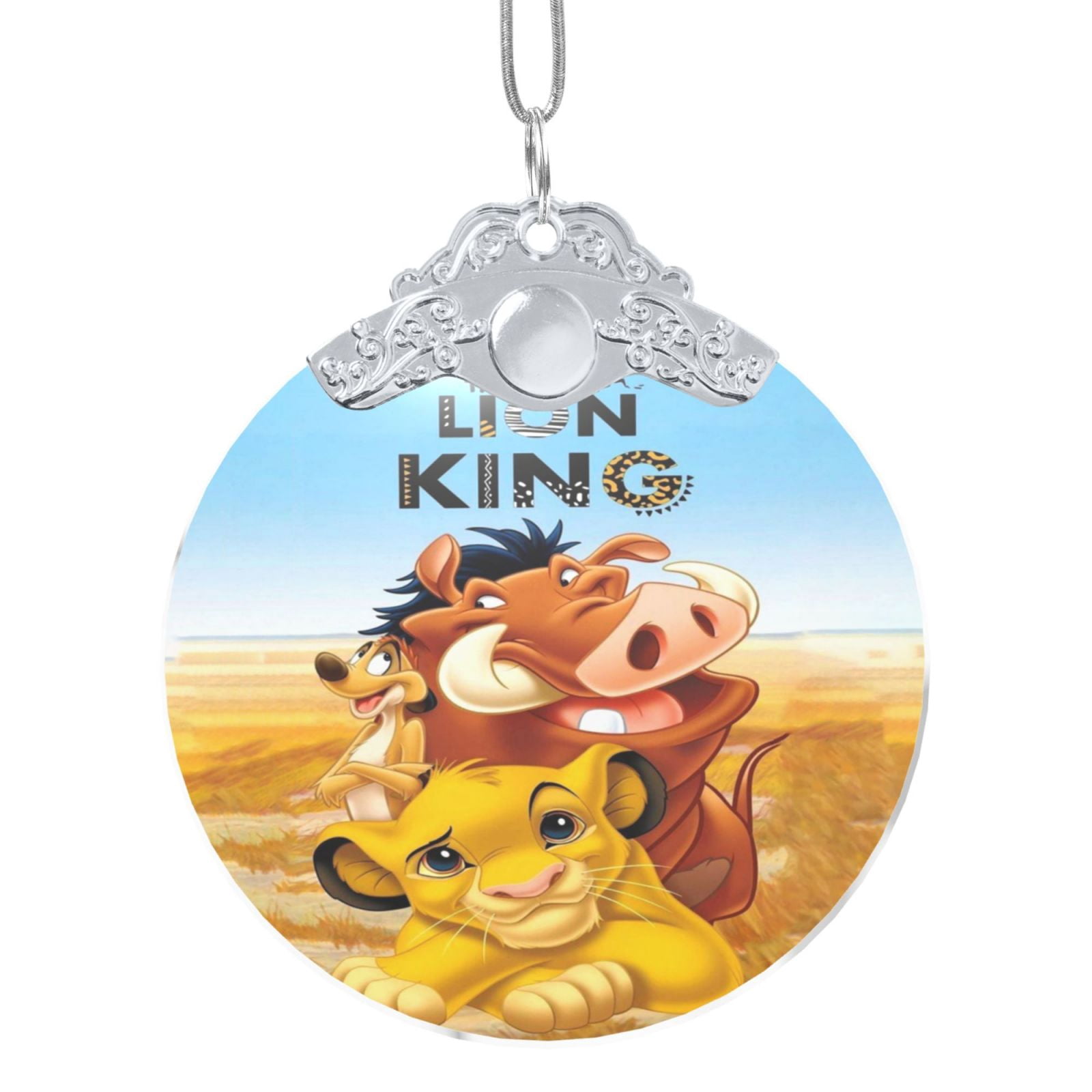 Lion Kin Round Glass Pendant Christmas Decoration Holiday with Gold ...