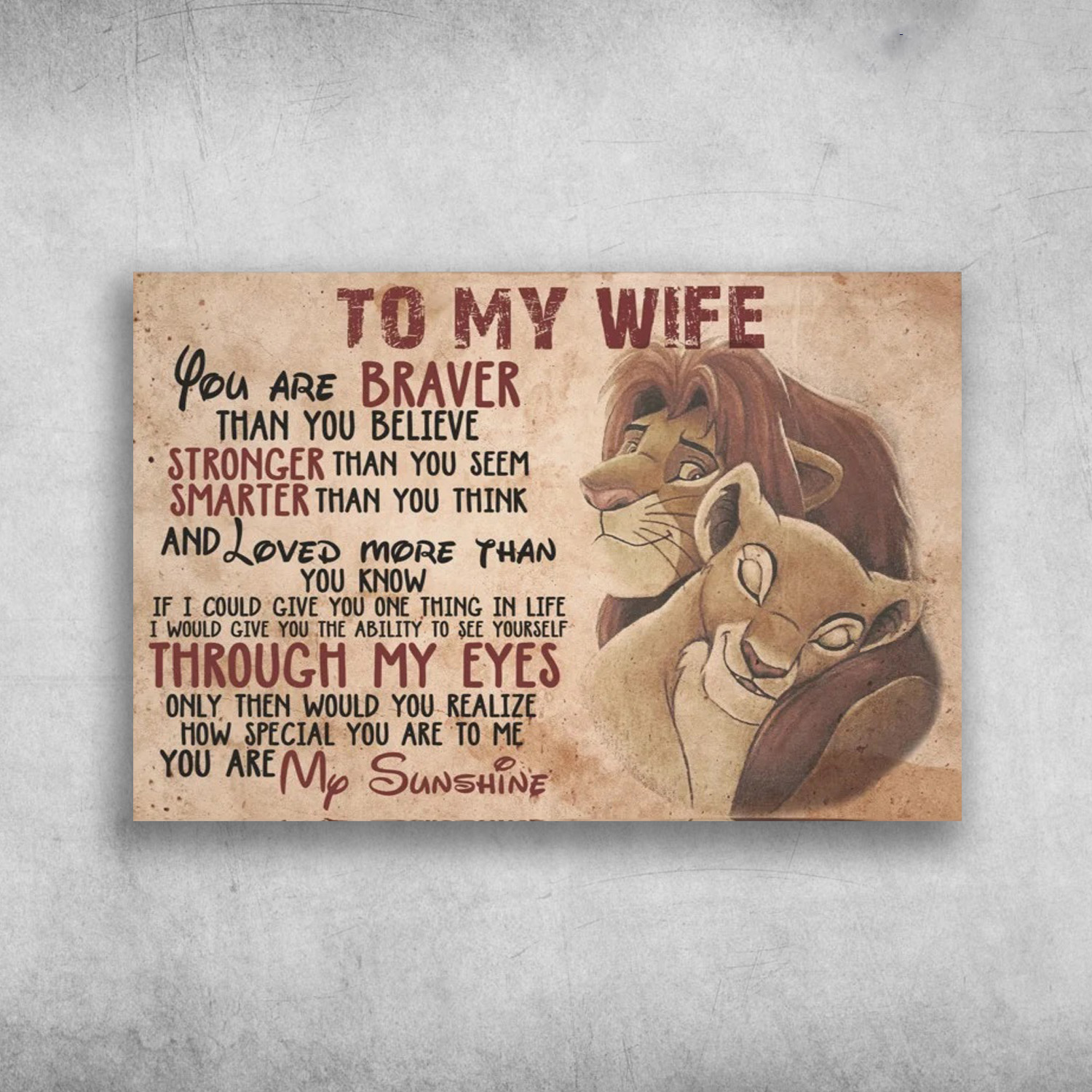 Lion King - Simba And Nala, To My Wife, You Are Braver Than You Believe ...