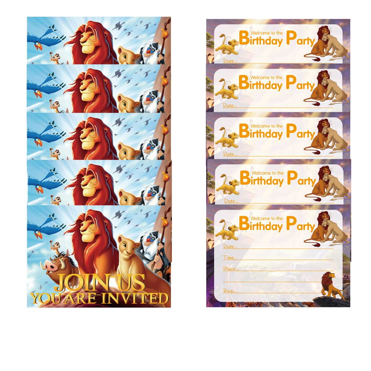 Lion King Simba Invitations Cards Stock Bulk Birthday Invite Fill-in ...