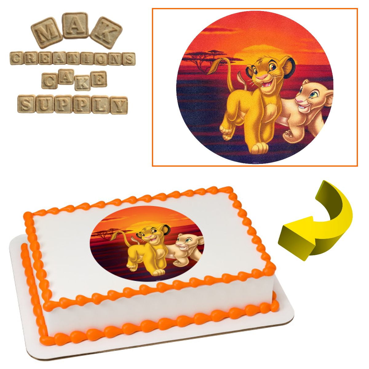 Lion King Simba & Nala 1/4 Sheet Cake topper - Can also be used on a 1/ ...