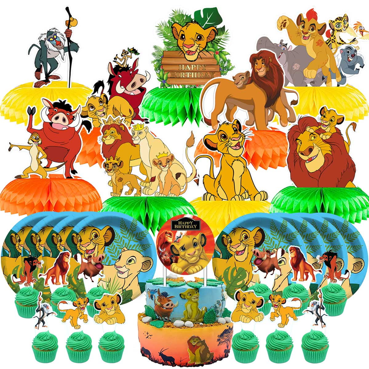 Lion King Simba Party Supplies Decor Plates Fans Decorations Honeycomb ...