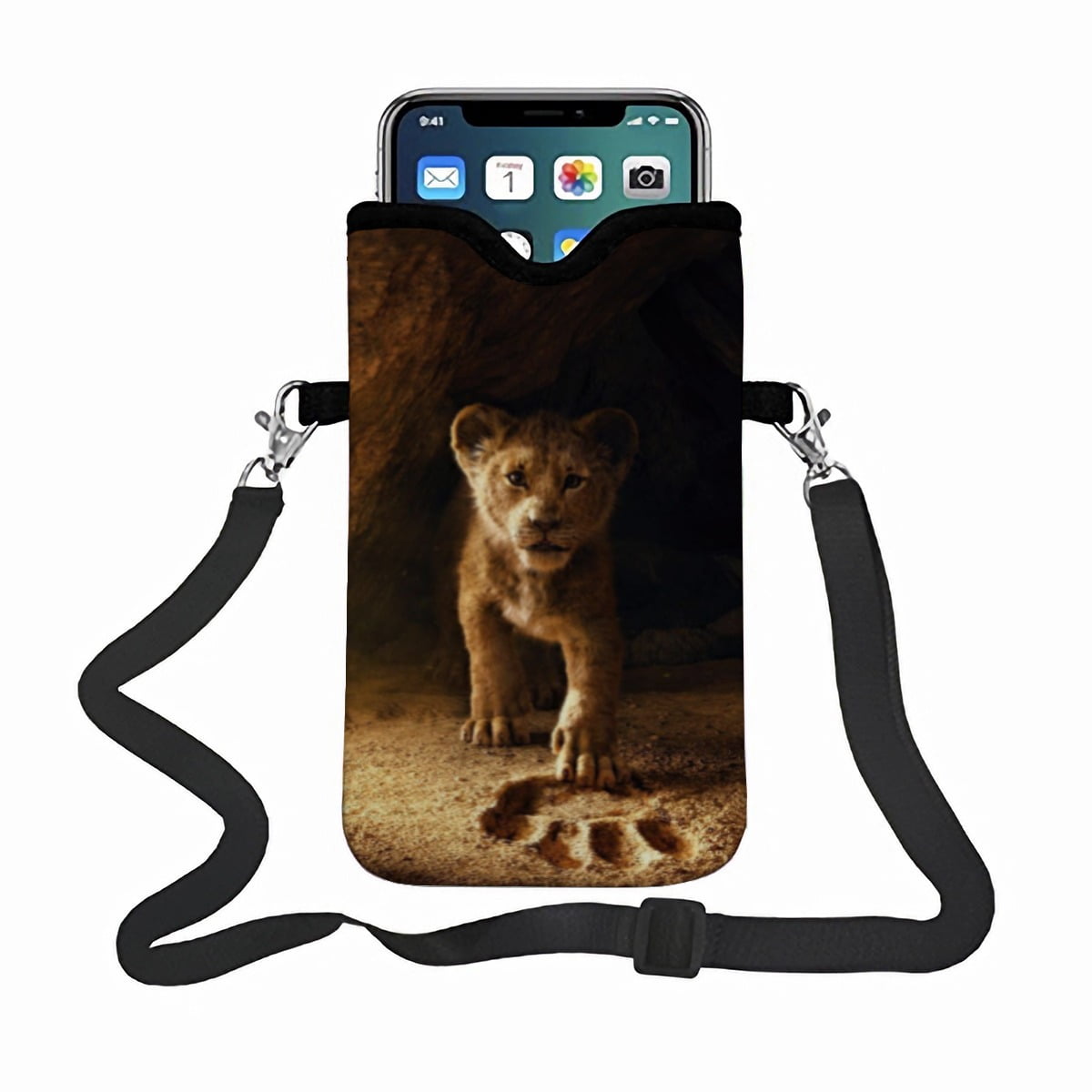 Lion King Simba crossbody phone pouch, equipped with an adjustable ...