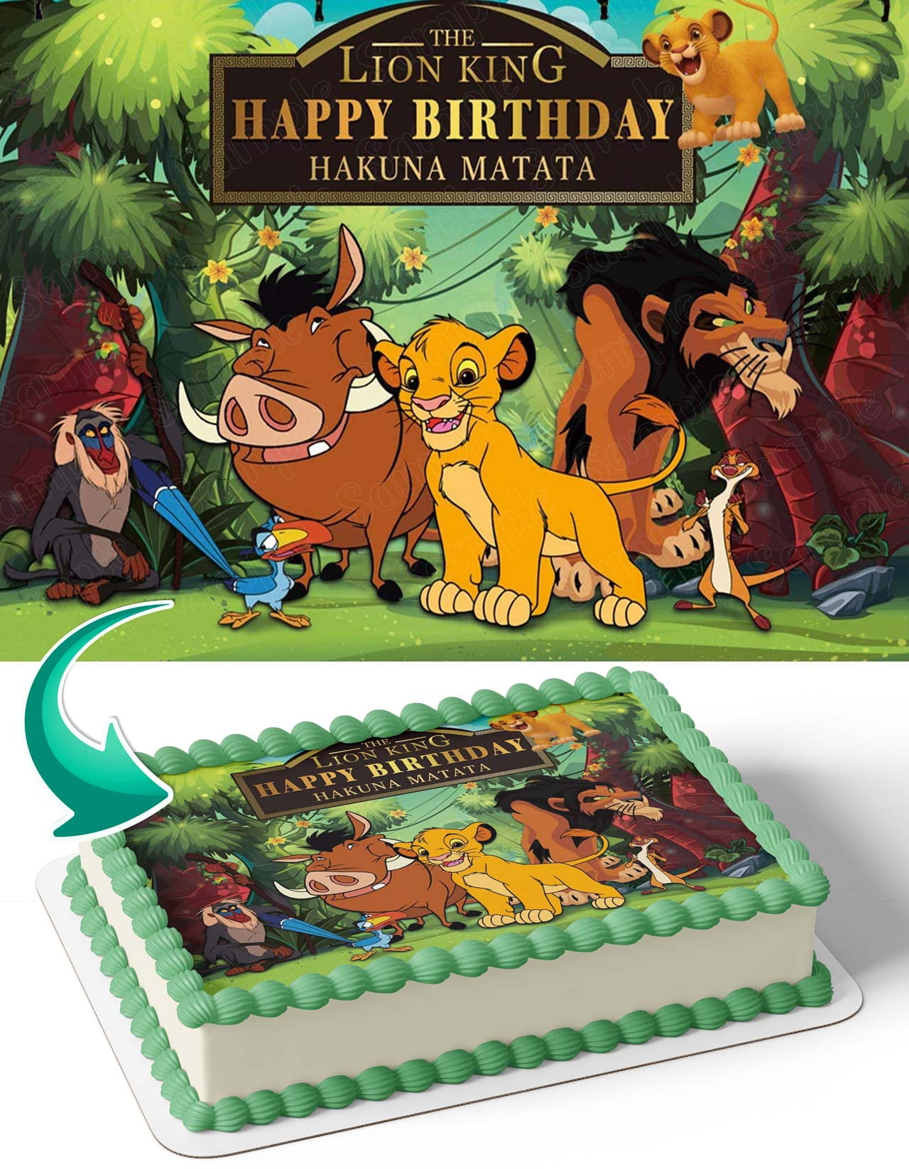 Lion King Timon Pumba Hakuna Matata Edible Image Cake Topper ...