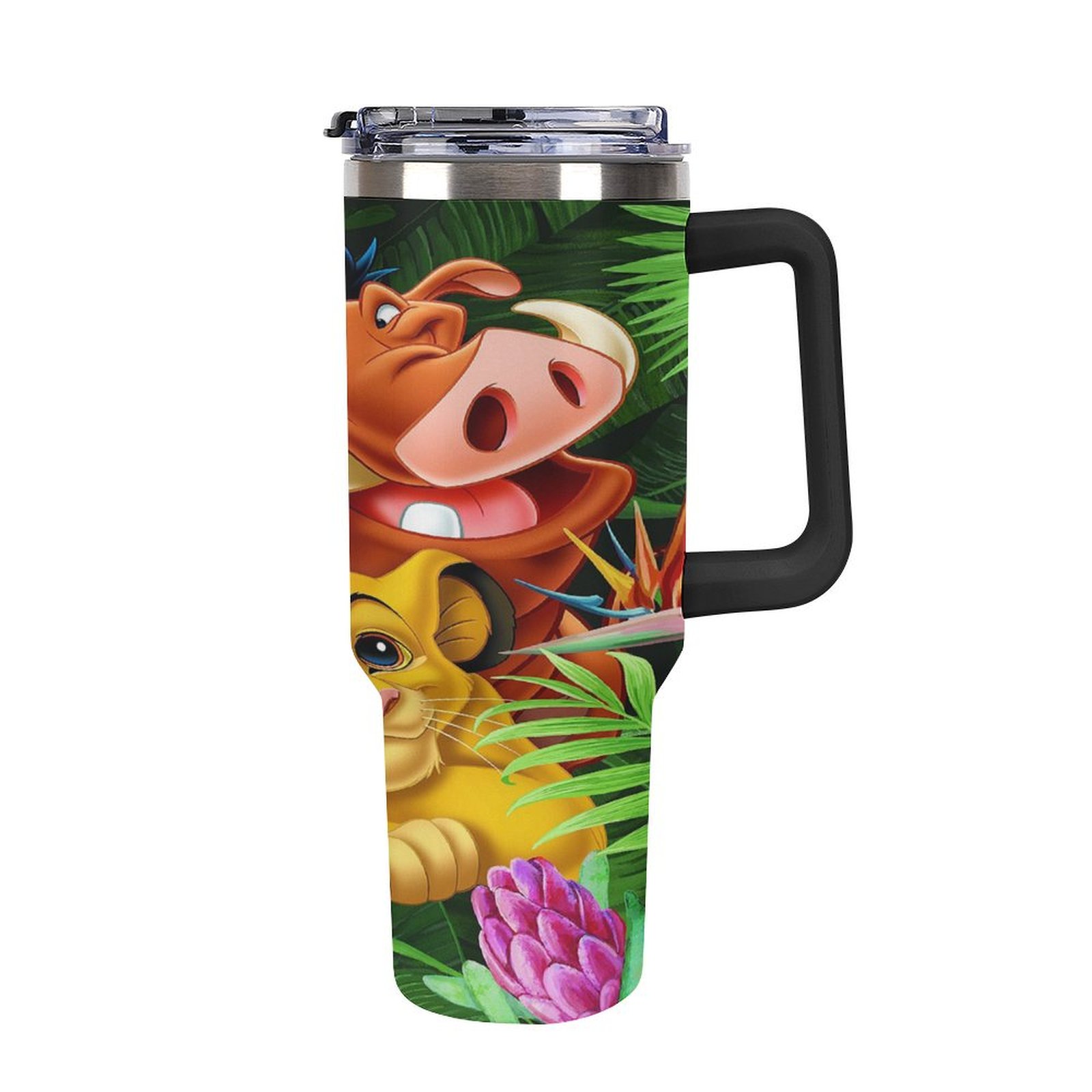 Lion Kin Tumbler with Handle and Straw Lid Insulated Tumbler Stainless ...