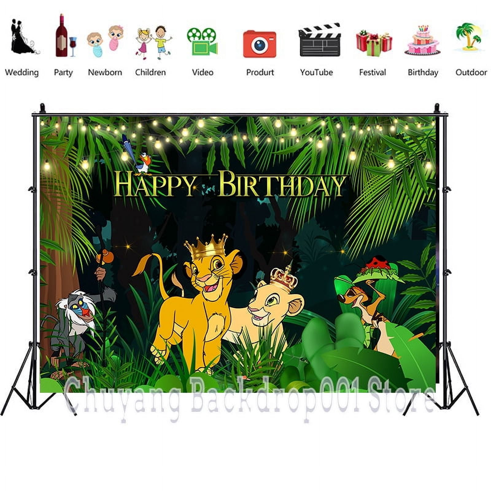 Lion King party Backdrop Forest Kids Birthday Party Photo Background ...