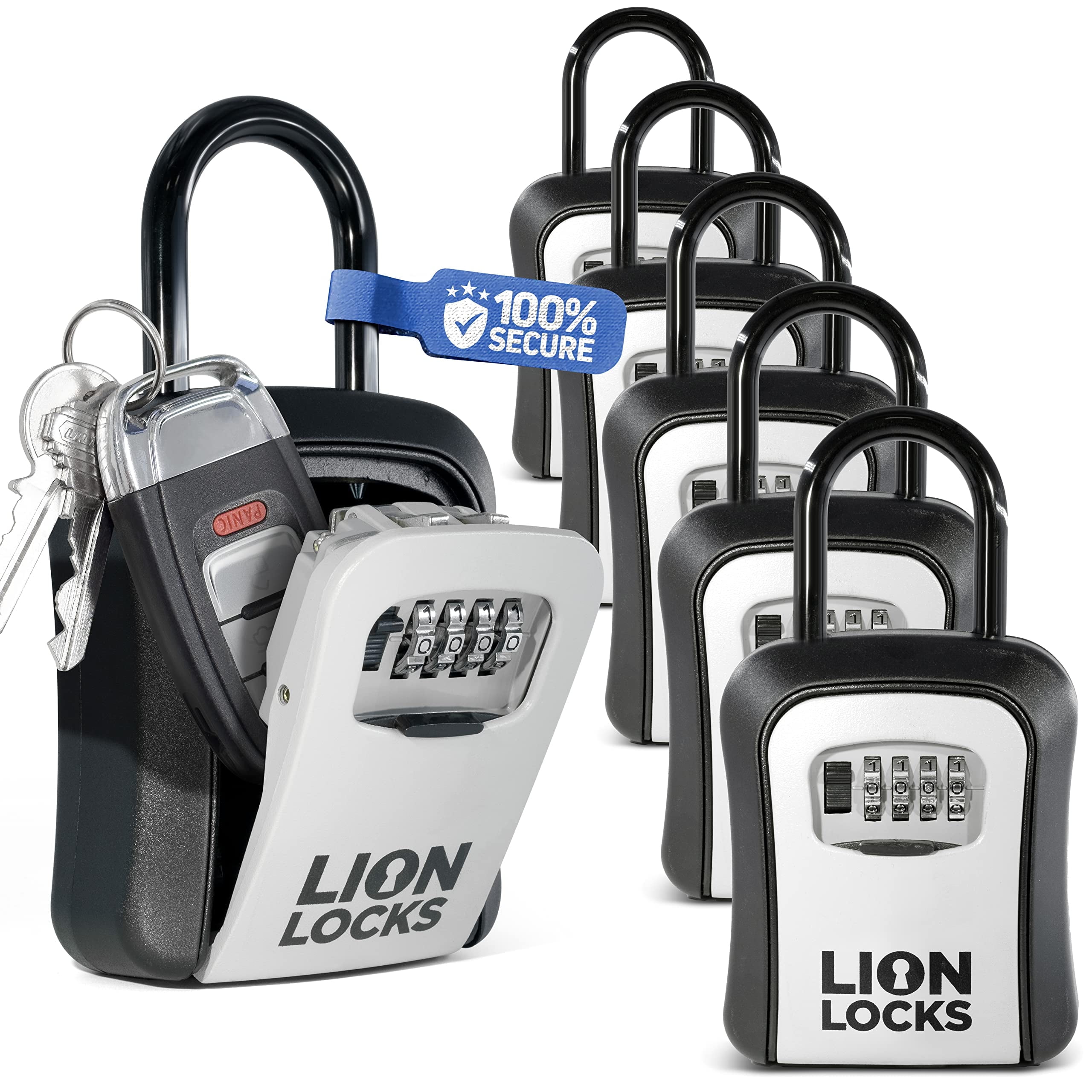Lion Locks Key Lock Box - 6 Pack, Small Lock Box with Custom Code ...