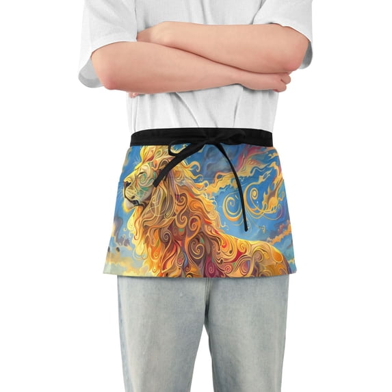 Lion Magnificient Sky Short Server Apron with 3 Pockets for Unisex Chef ...