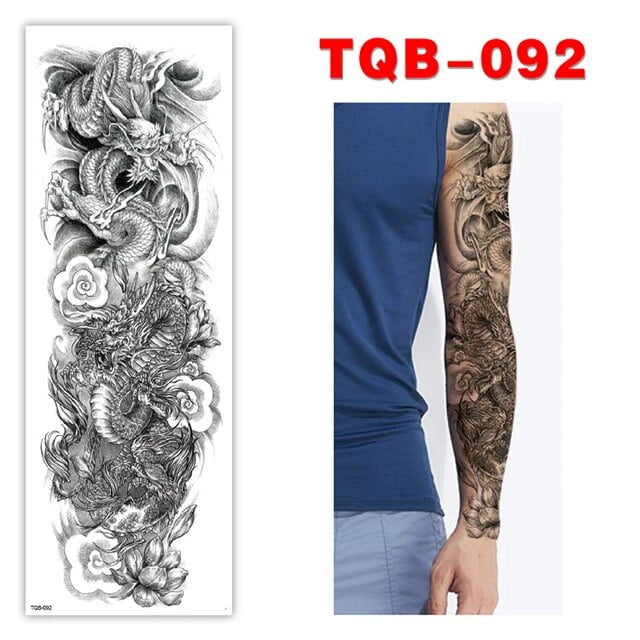 Lion Men Waterproof Temporary Tattoos Stickers Full Arm Sticker Large ...