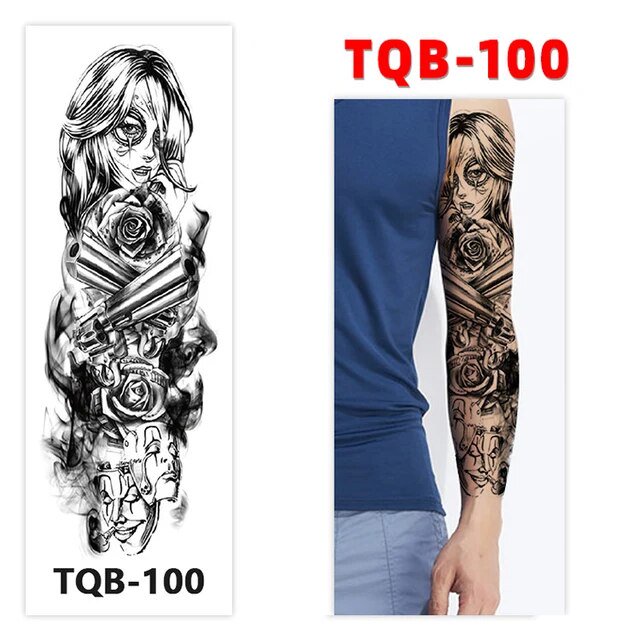 Lion Men Waterproof Temporary Tattoos Stickers Full Arm Sticker Large ...