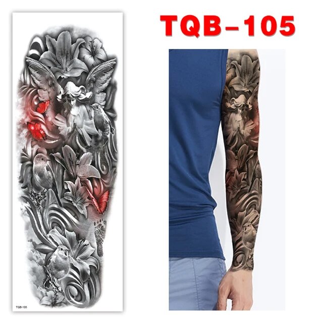 Lion Men Waterproof Temporary Tattoos Stickers Full Arm Sticker Large ...