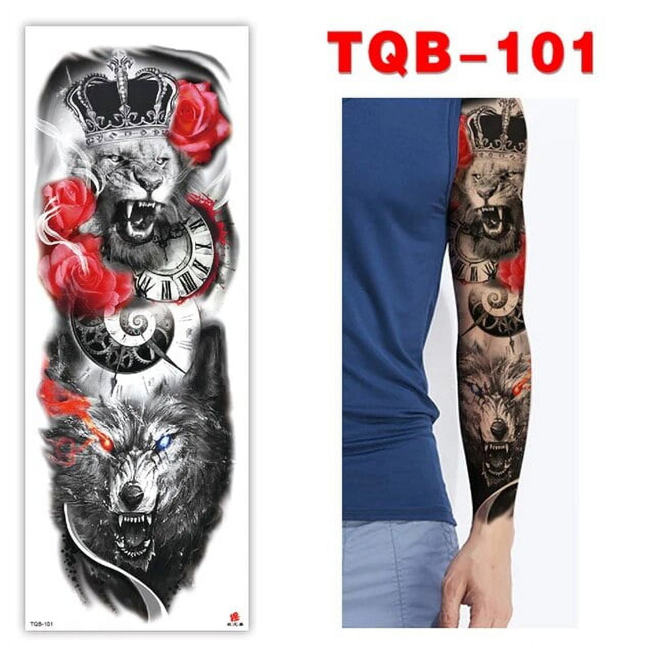 Lion Men Waterproof Temporary Tattoos Stickers Full Arm Sticker Large ...