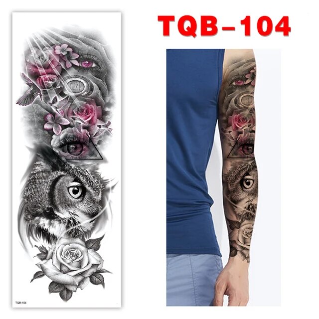 Lion Men Waterproof Temporary Tattoos Stickers Full Arm Sticker Large ...