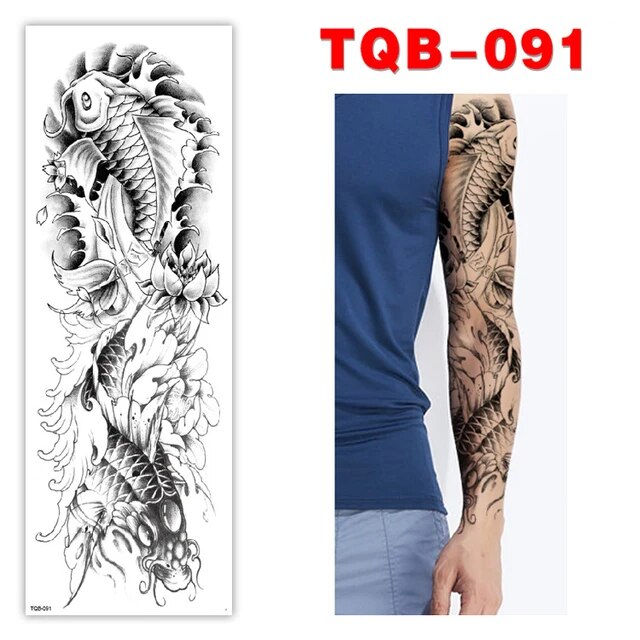 Lion Men Waterproof Temporary Tattoos Stickers Full Arm Sticker Large ...