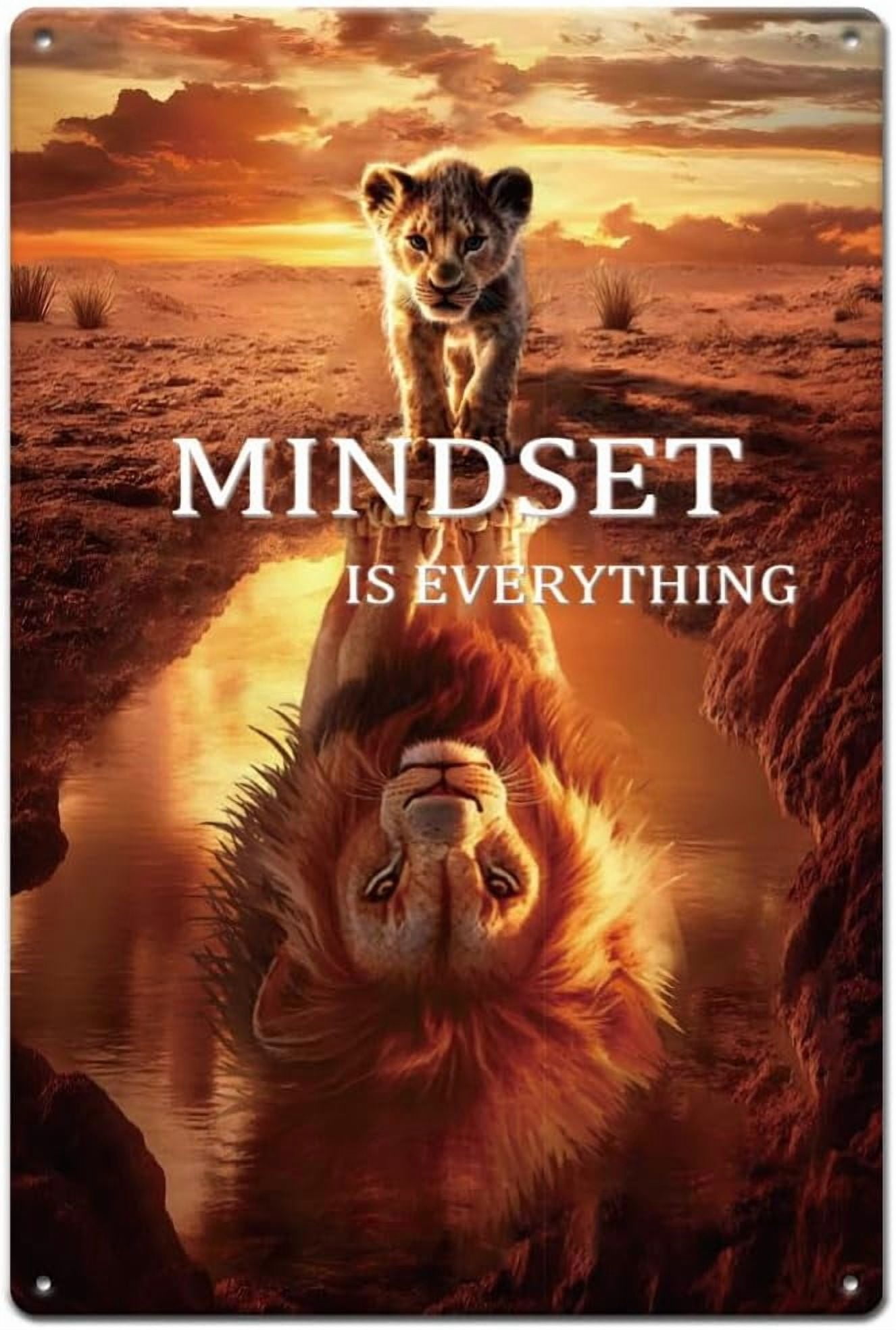 Lion Metal Signs Lion Motivation Quotes Tin Sign Mindest is Everything ...