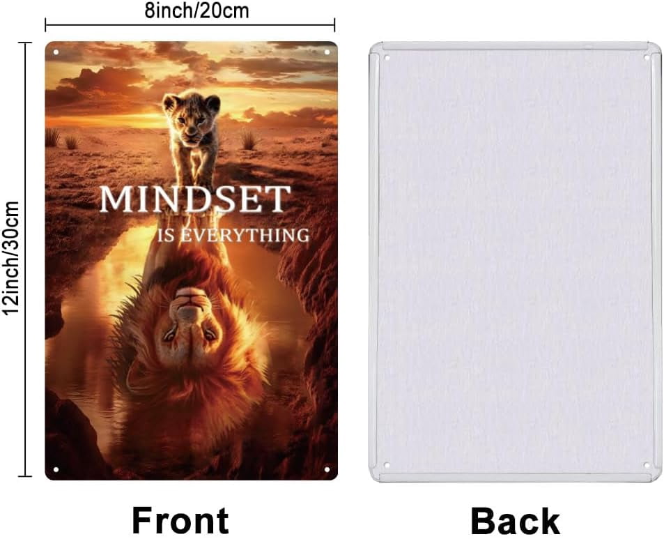 Lion Metal Signs Lion Motivation Quotes Tin Sign Mindest is Everything ...