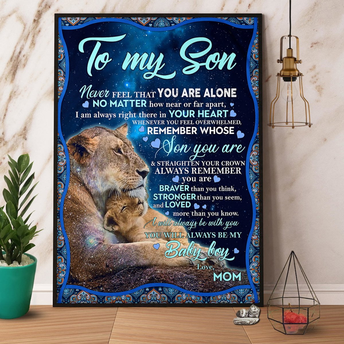 Lion Mom To My Son Remember You Are Braver Than You Think Blue Night ...